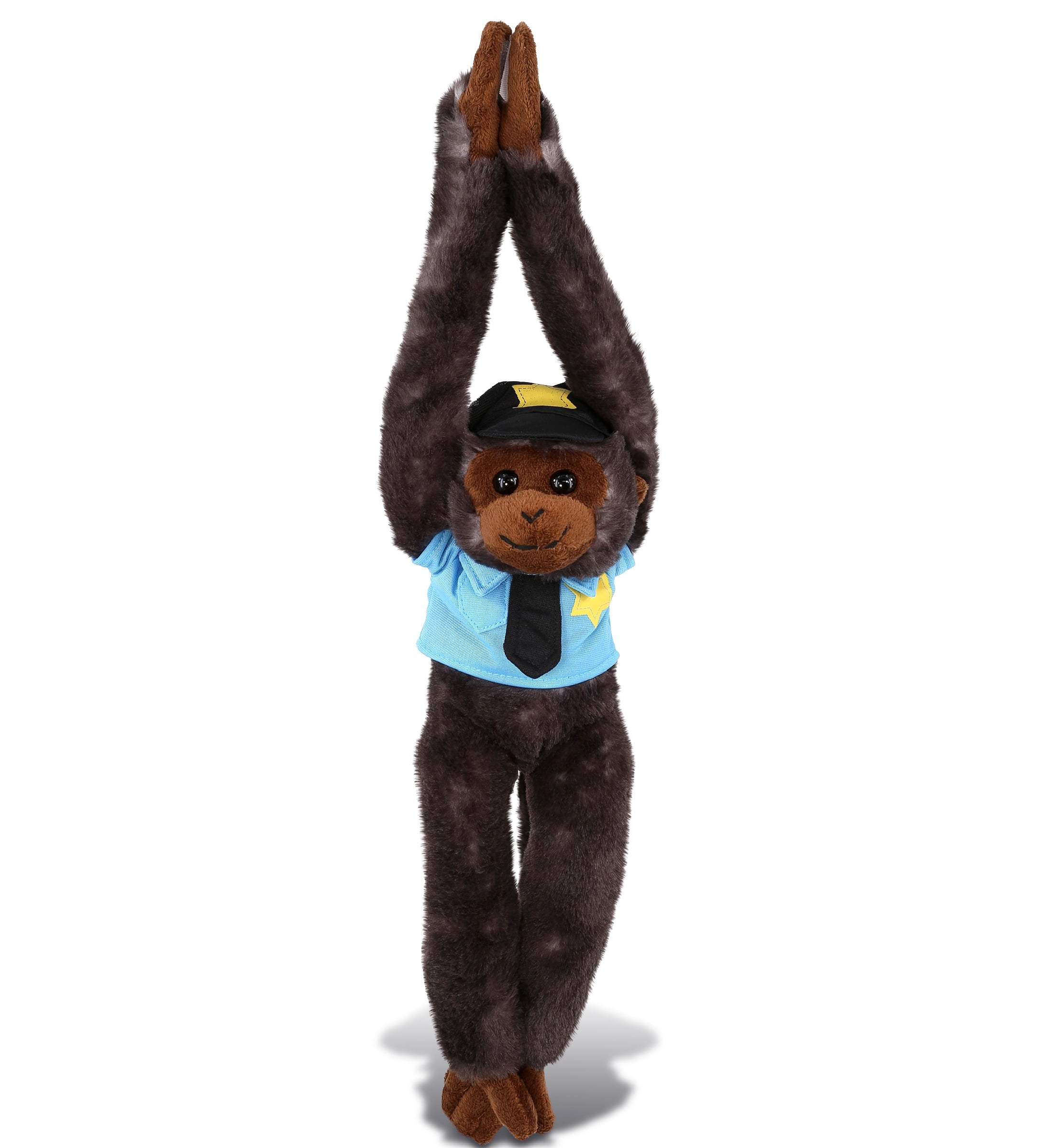 DolliBu Long Arm Hanging Black Capuchin Monkey Police Officer Plush Toy ...