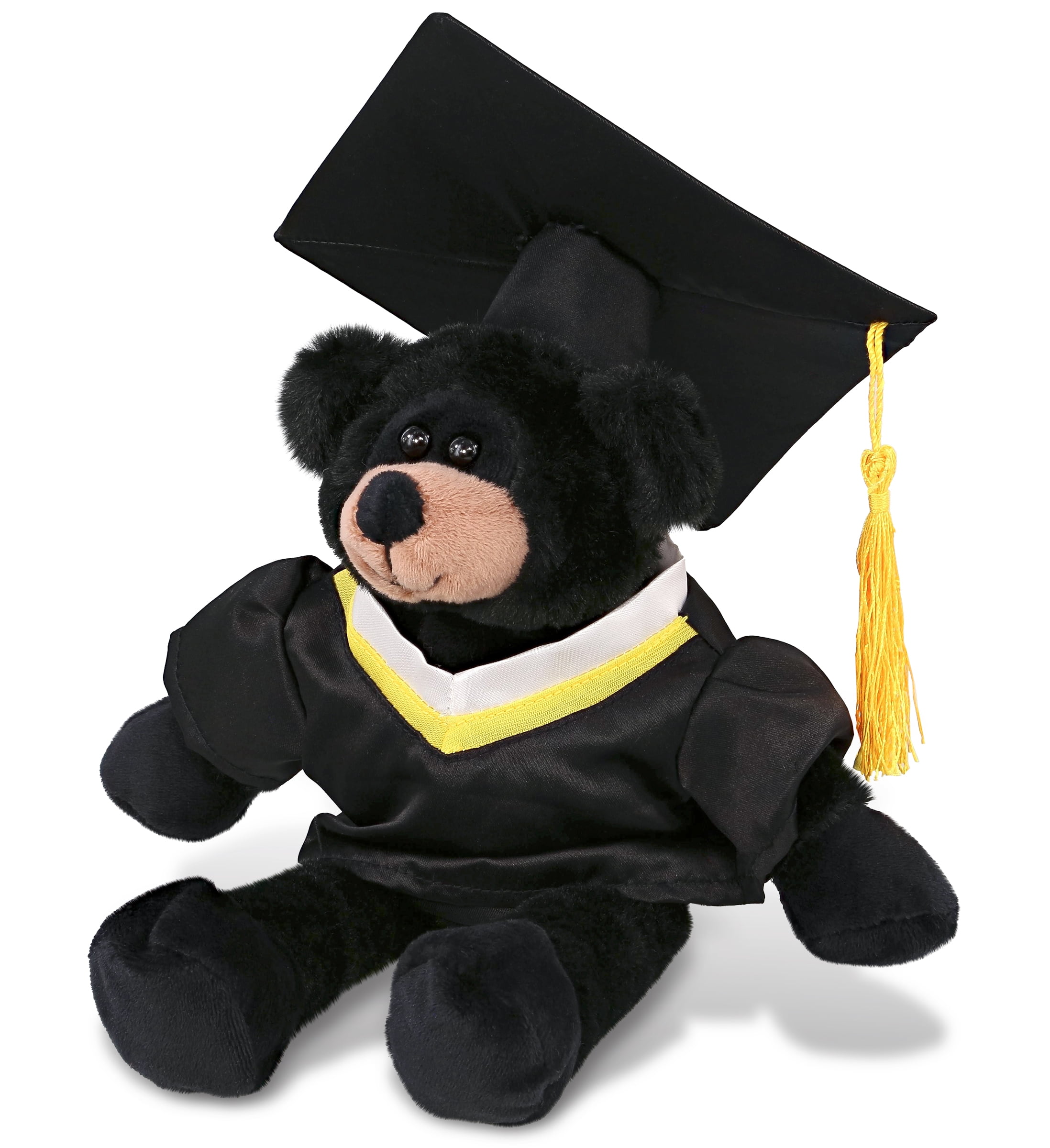 DolliBu Long Leg Black Bear Graduation Plush Toy - Soft Plush ...