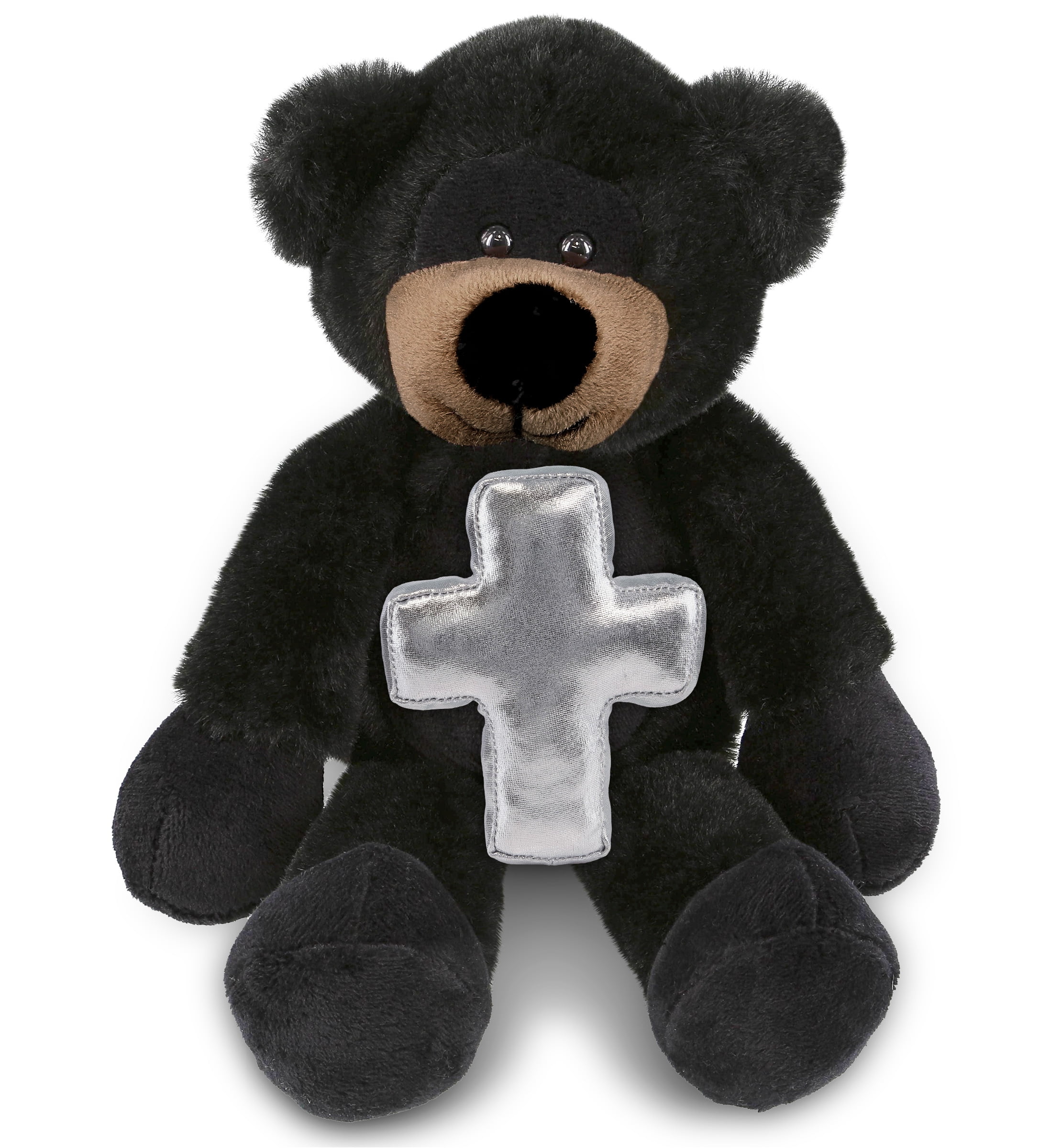 DolliBu Long Leg Black Bear Stuffed Animal with Silver Cross Plush ...