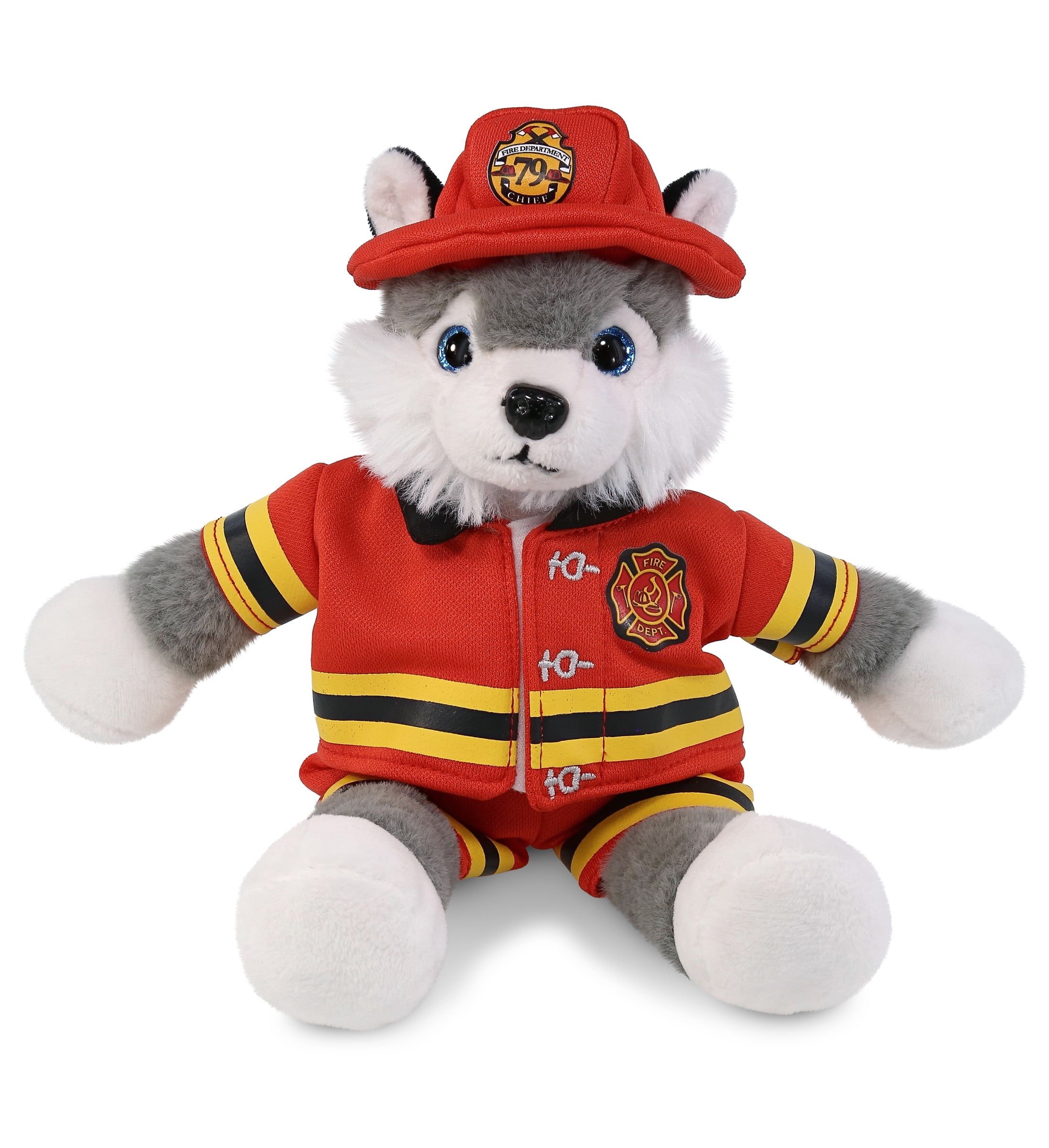DolliBu Long Leg Husky Firefighter Stuffed Animal - Husky Fireman Toy ...