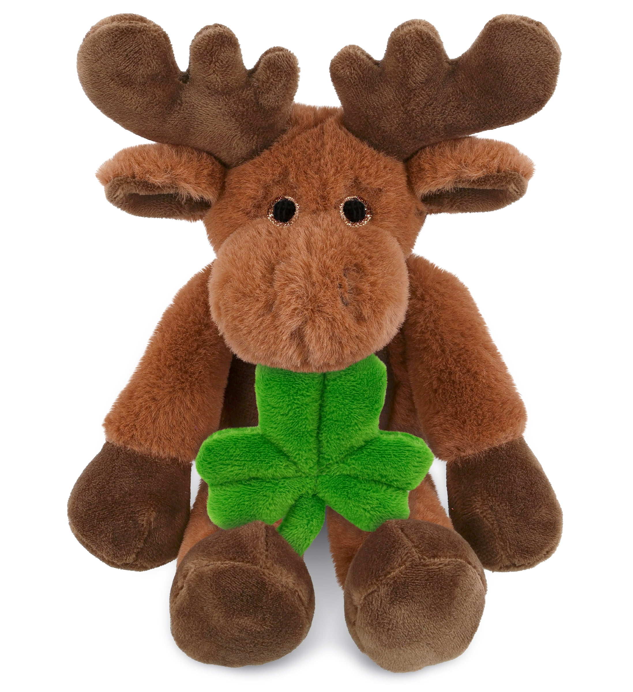 DolliBu Long Leg Moose Stuffed Animal with Green Plush Shamrock, Cute ...
