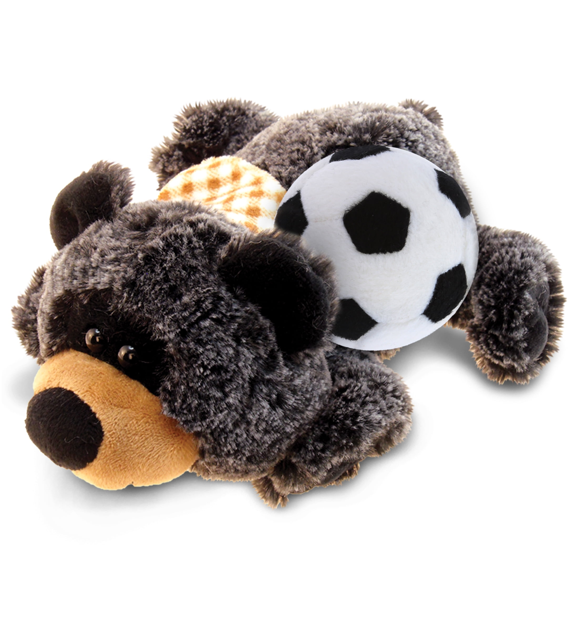DolliBu Lying Black Bear Stuffed Animal with Soccer Ball Plush - Soft ...