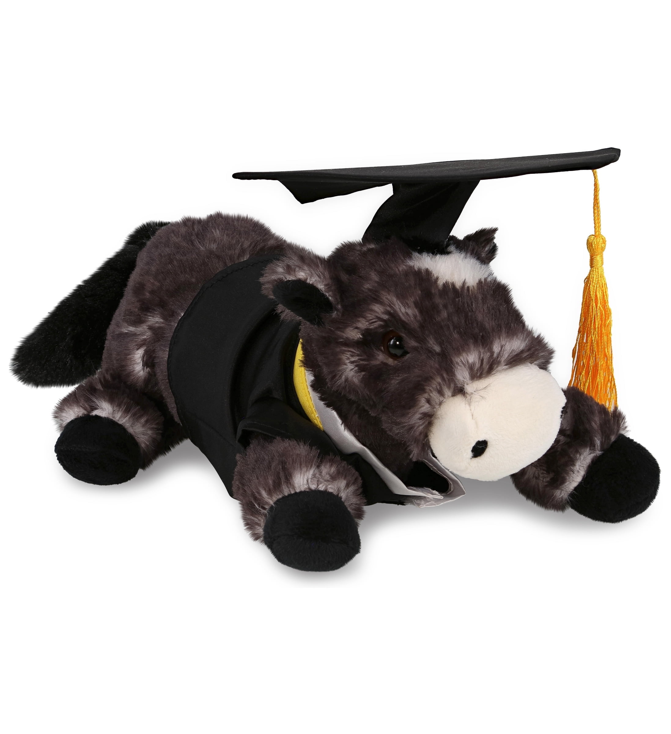 DolliBu Lying Black Horse Graduation Plush Toy - Soft Plush Graduation ...