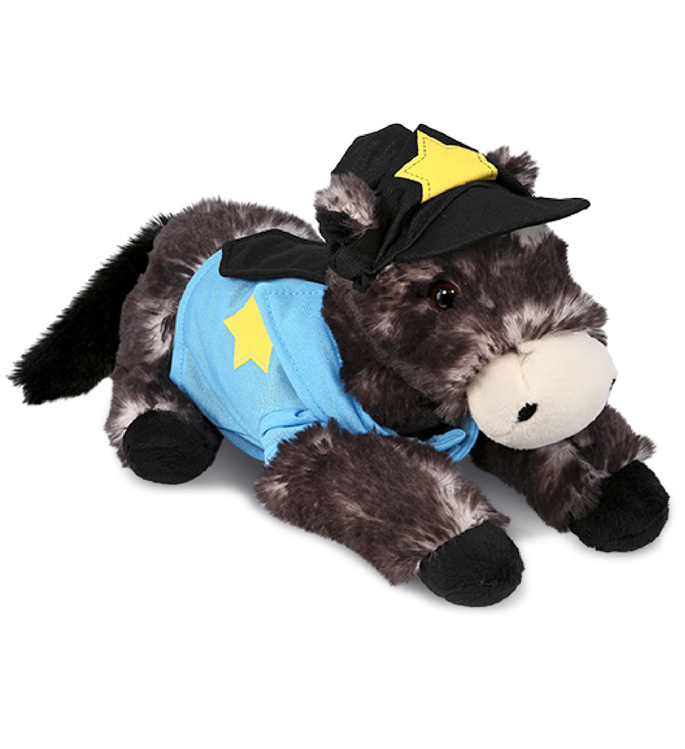 DolliBu Lying Black Horse Police Officer Plush Toy - Soft Horse Cop ...