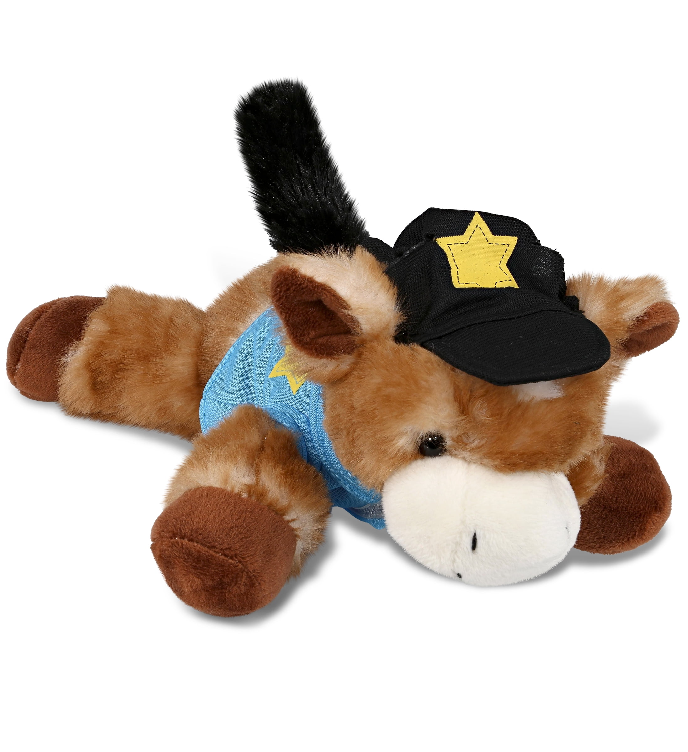 DolliBu Lying Brown Donkey Police Officer Plush Toy - Soft Brown Donkey ...