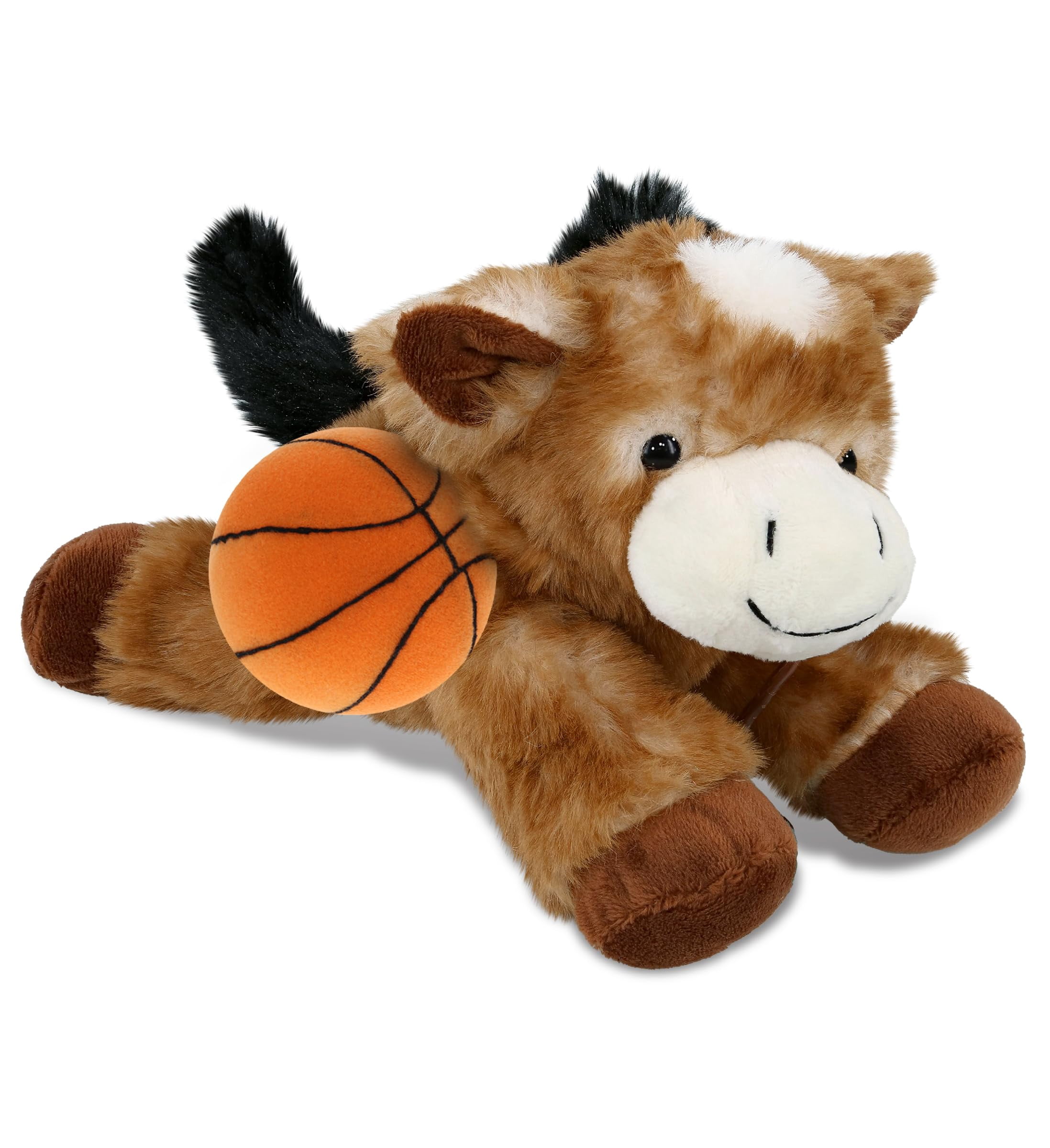 DolliBu Lying Brown Donkey Stuffed Animal with Basketball Plush – Soft ...