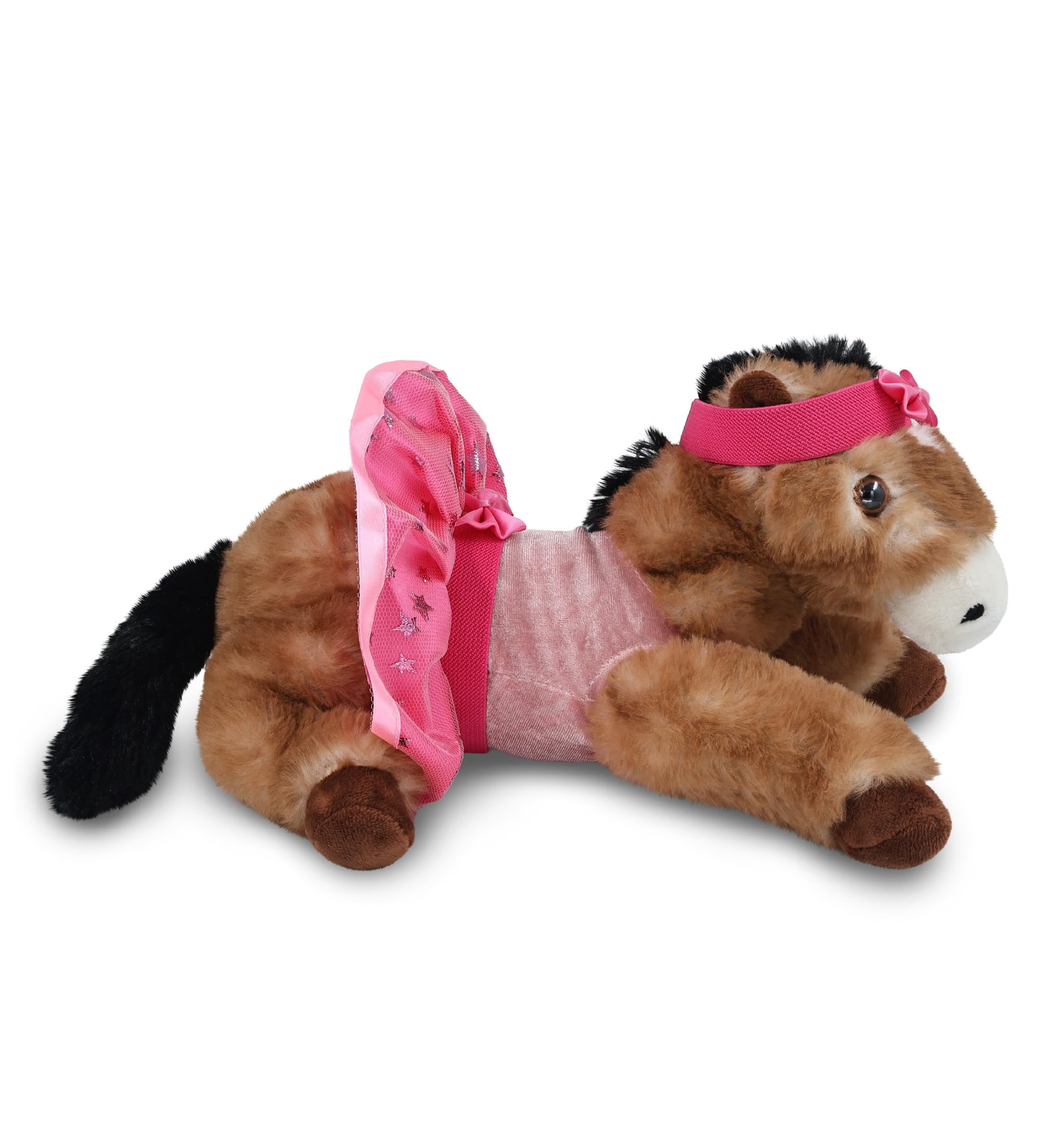 DolliBu Lying Brown Horse Stuffed Animal with Ballerina Dress Up Set ...