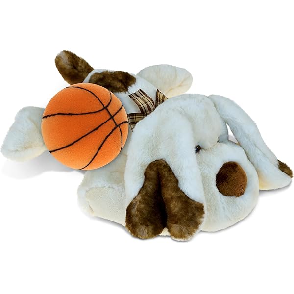 DolliBu Lying Dog Stuffed Animal with Basketball Plush - Soft Huggable ...