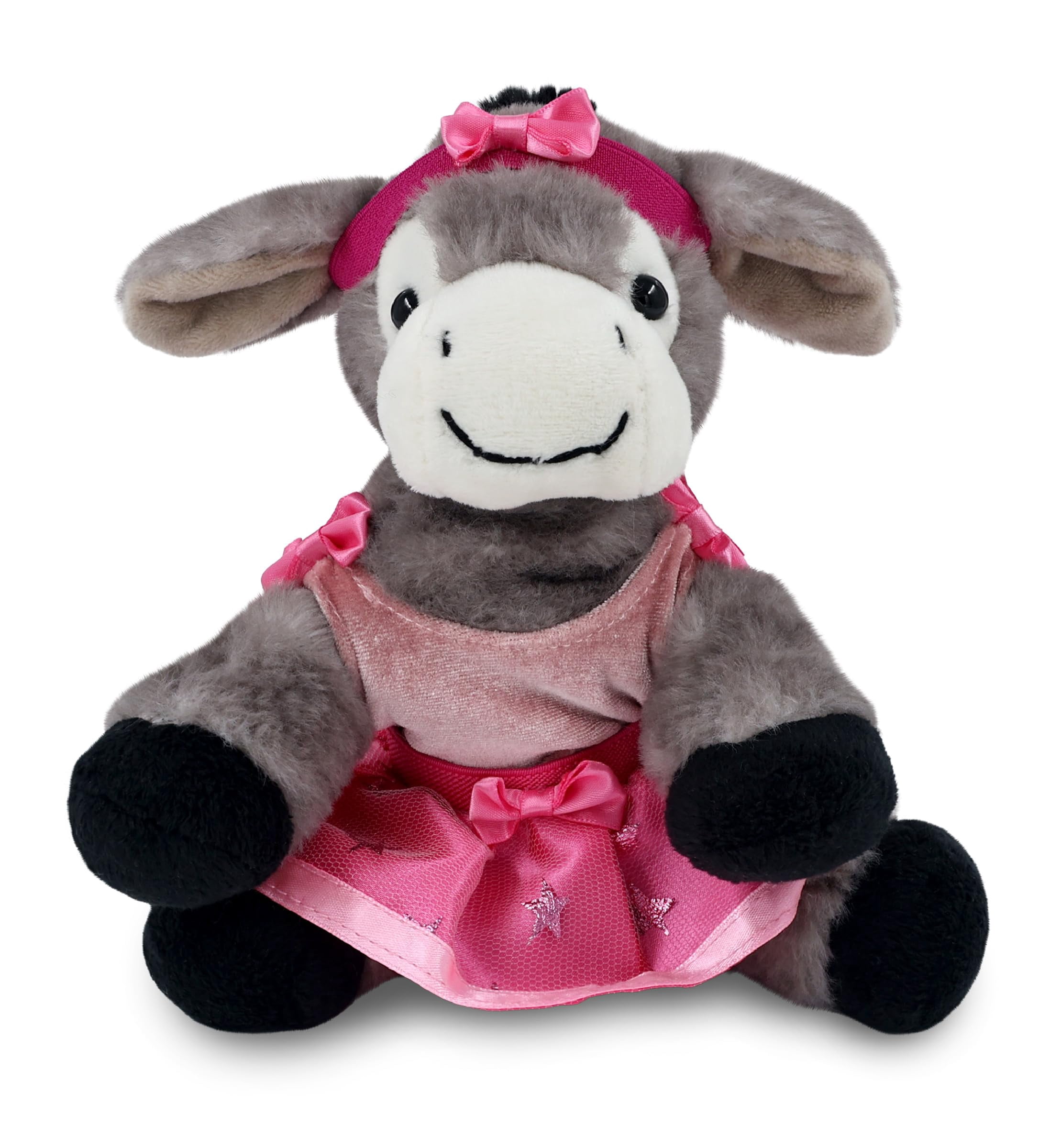 DolliBu Lying Grey Donkey Stuffed Animal with Ballerina Dress Up Set ...