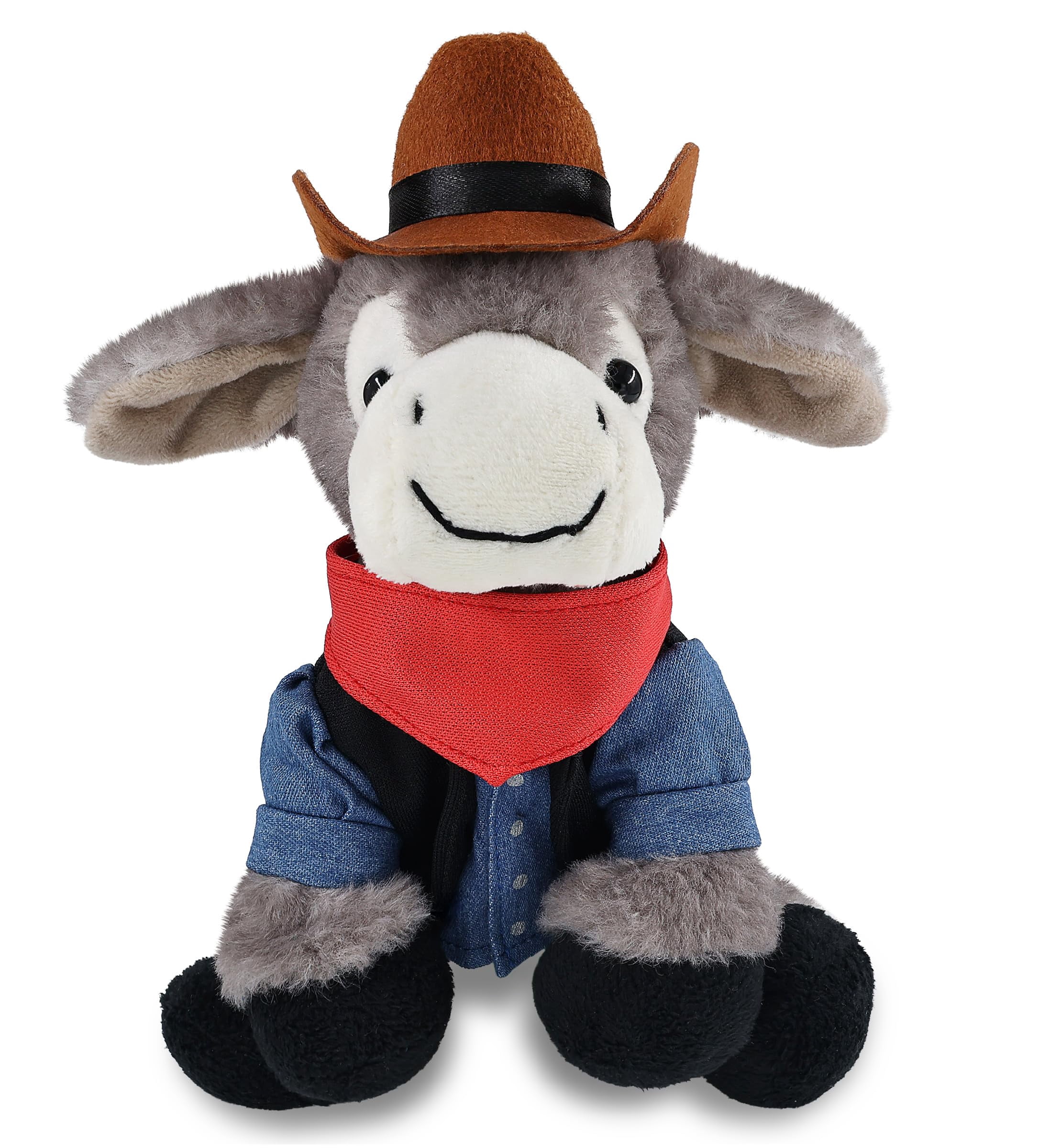 DolliBu Lying Grey Donkey Stuffed Animal Cowboy Plush - Western-Themed ...