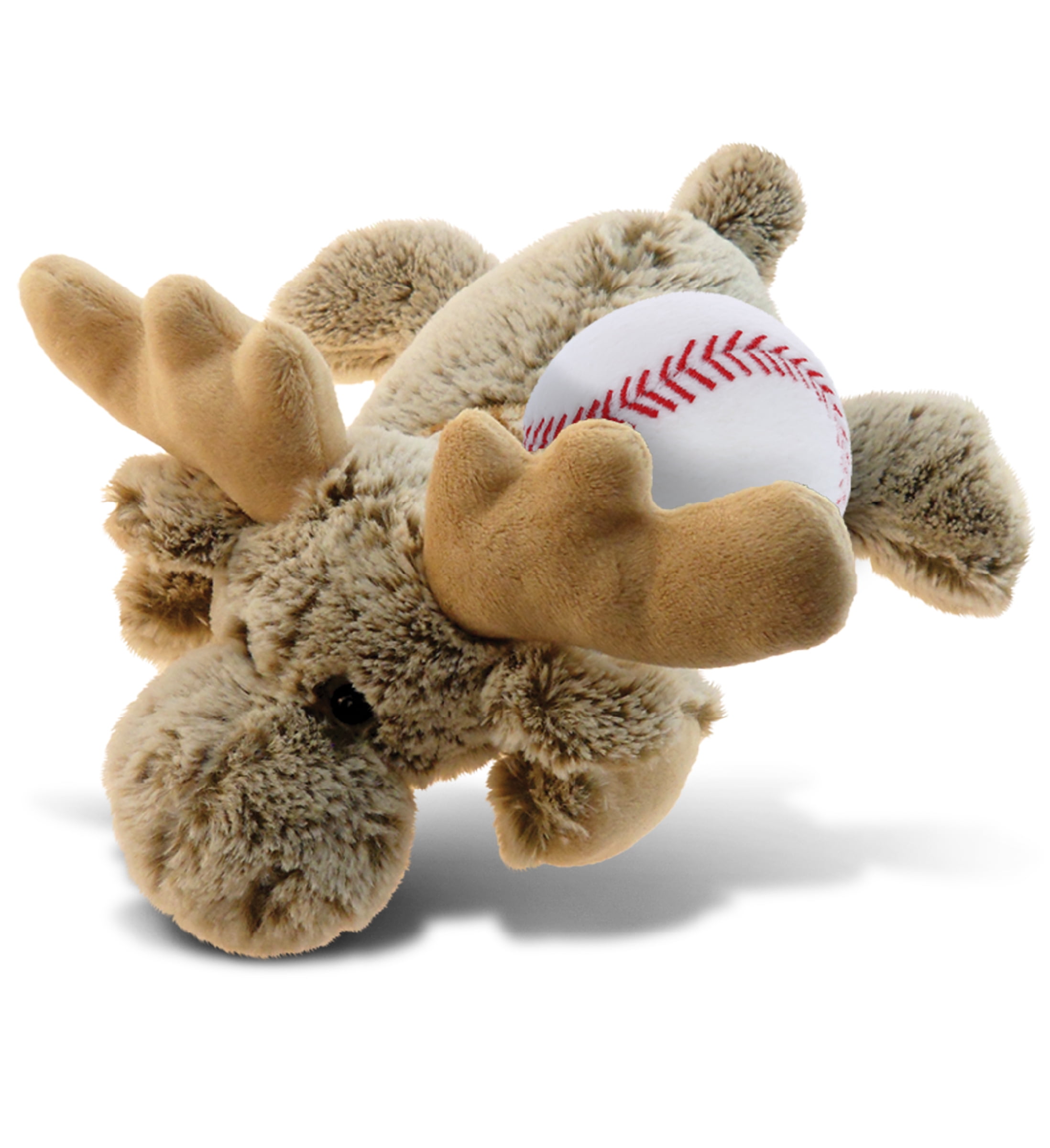 DolliBu Lying Moose Stuffed Animal with Baseball Plush – Soft Huggable ...