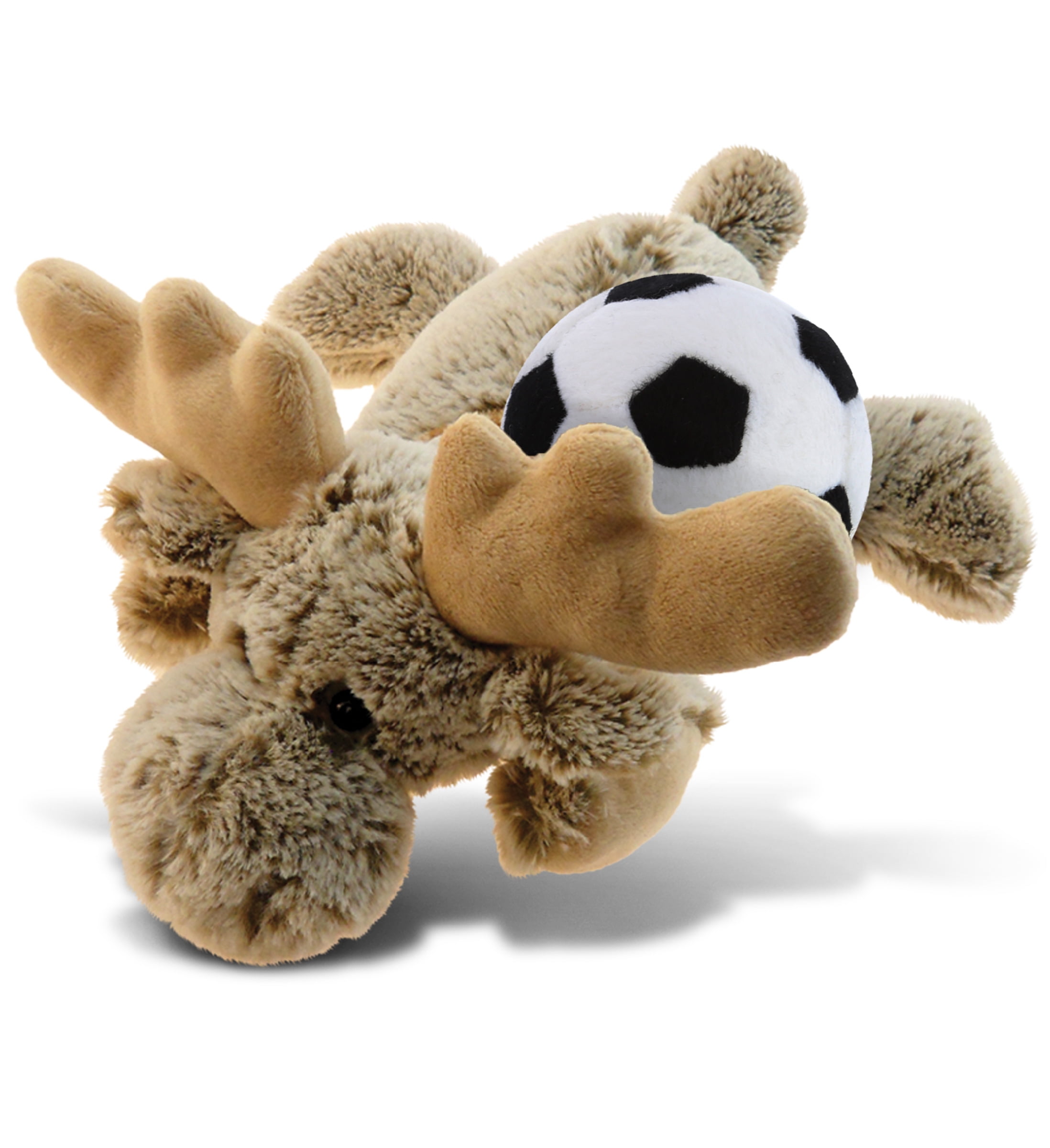 DolliBu Lying Moose Stuffed Animal with Soccer Ball Plush - Soft Plush ...
