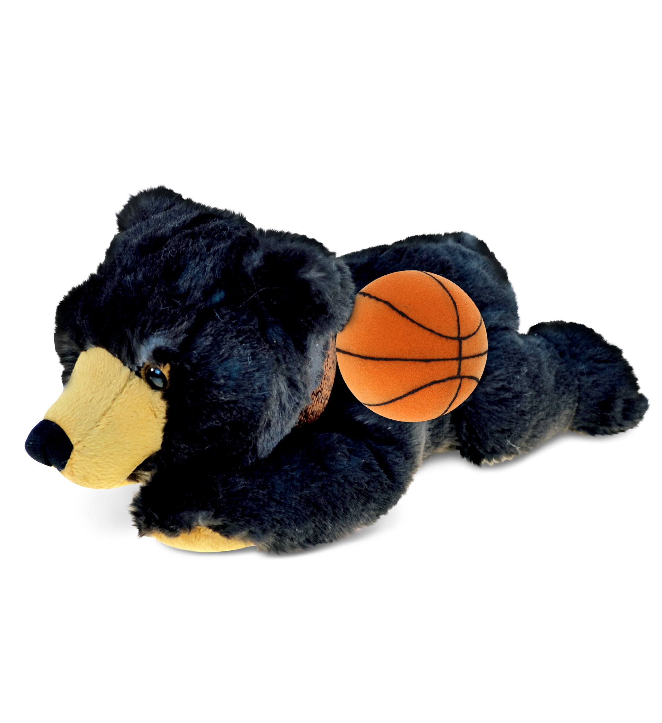 DolliBu Lying Wild Black Bear Stuffed Animal with Basketball Plush ...