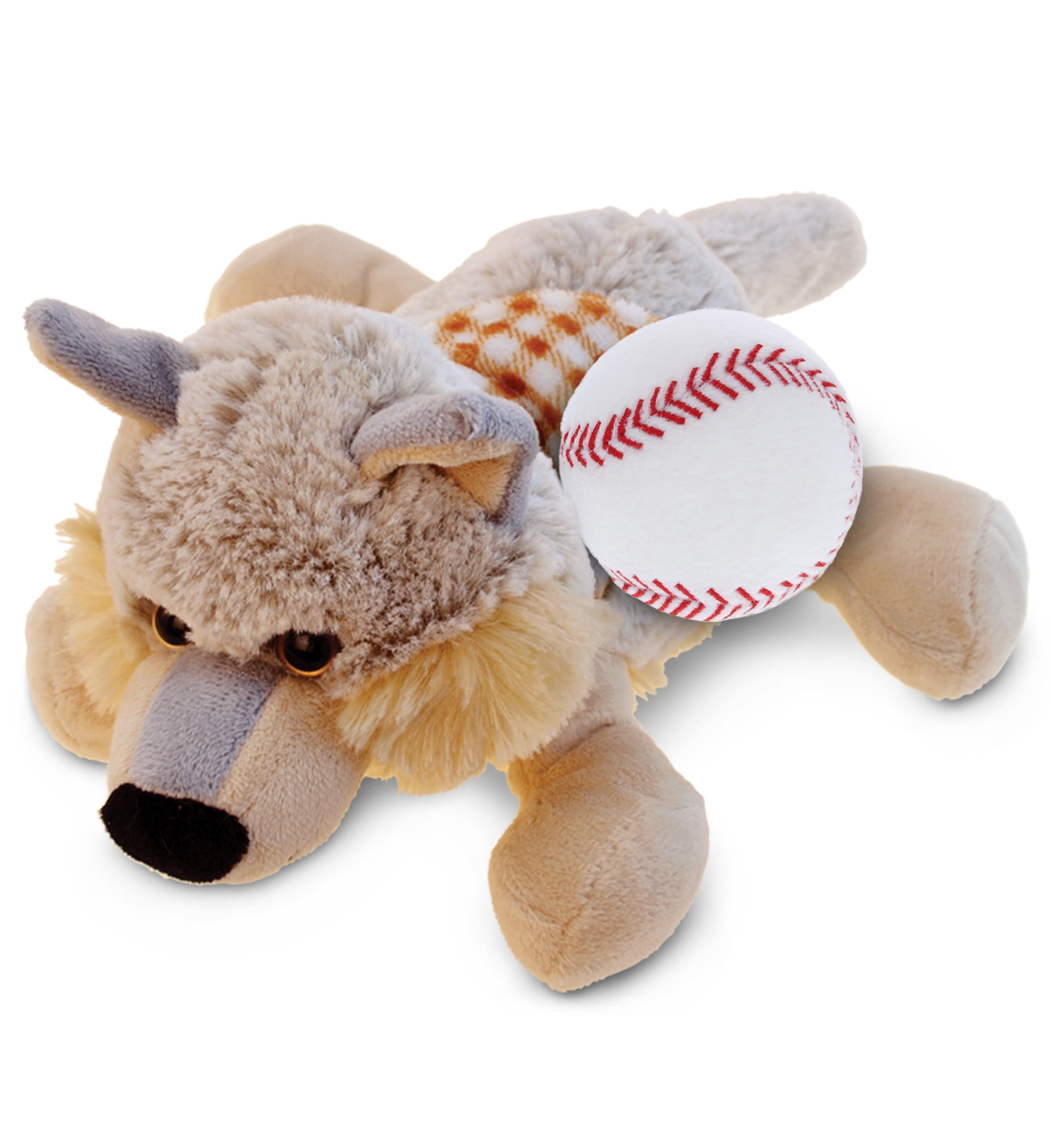 DolliBu Lying Wolf Stuffed Animal with Baseball Plush - Soft Huggable ...