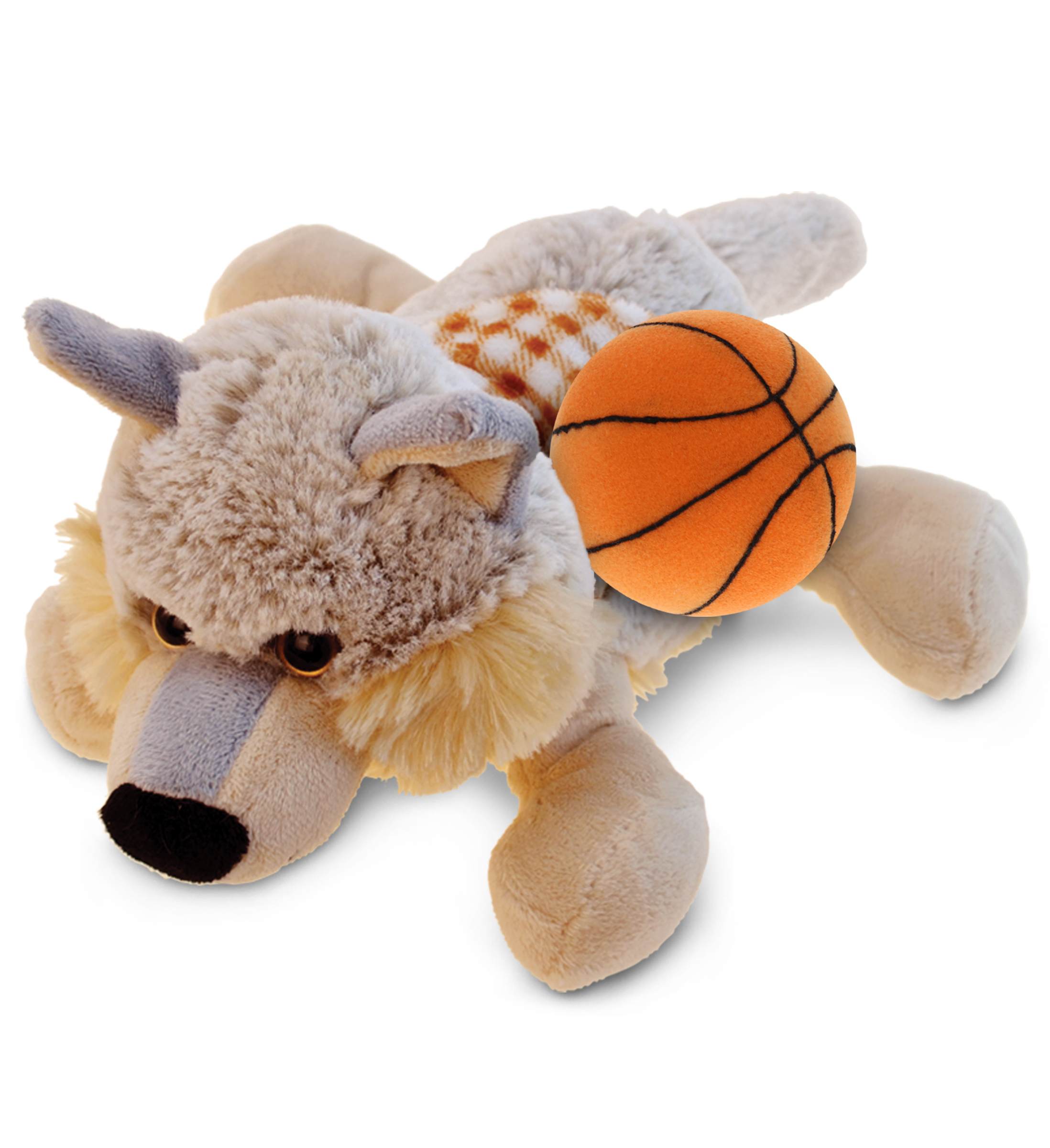 DolliBu Lying Wolf Stuffed Animal with Basketball Plush - Soft Huggable ...
