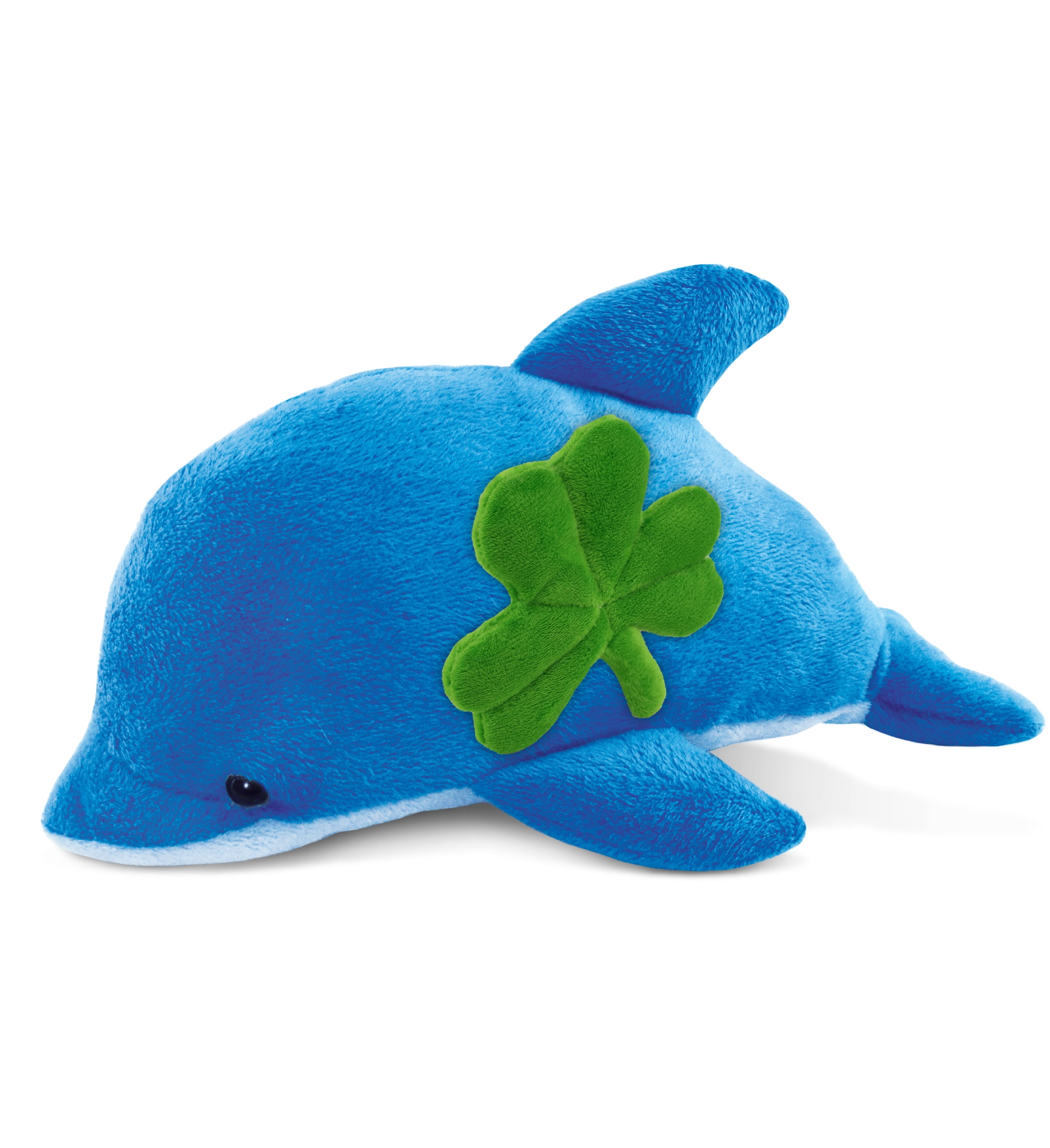 DolliBu Marine Blue Dolphin Stuffed Animal with Green Plush Shamrock ...