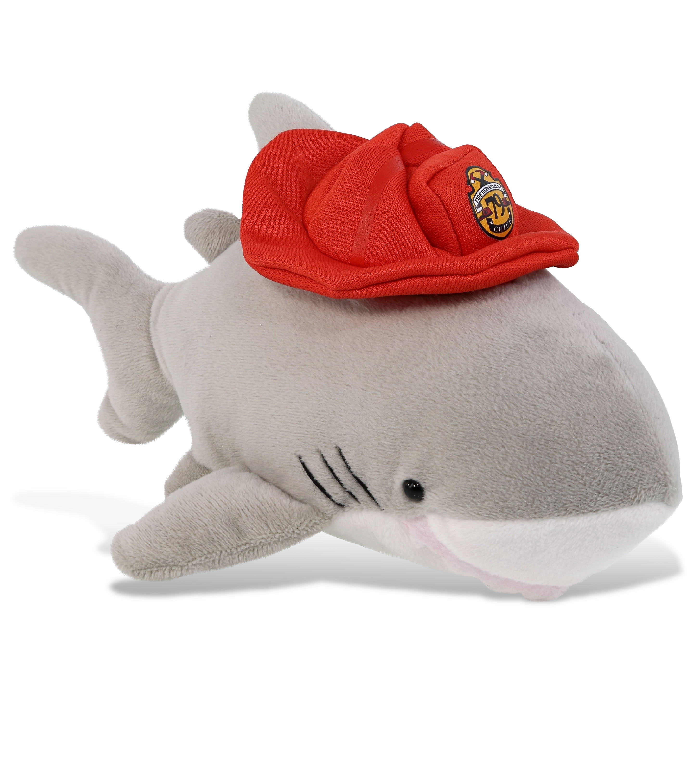 DolliBu Marine Gray Shark Firefighter Stuffed Animal - Super Soft Shark ...
