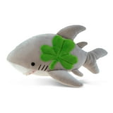 DolliBu Marine Gray Shark Stuffed Animal with Green Plush Shamrock ...