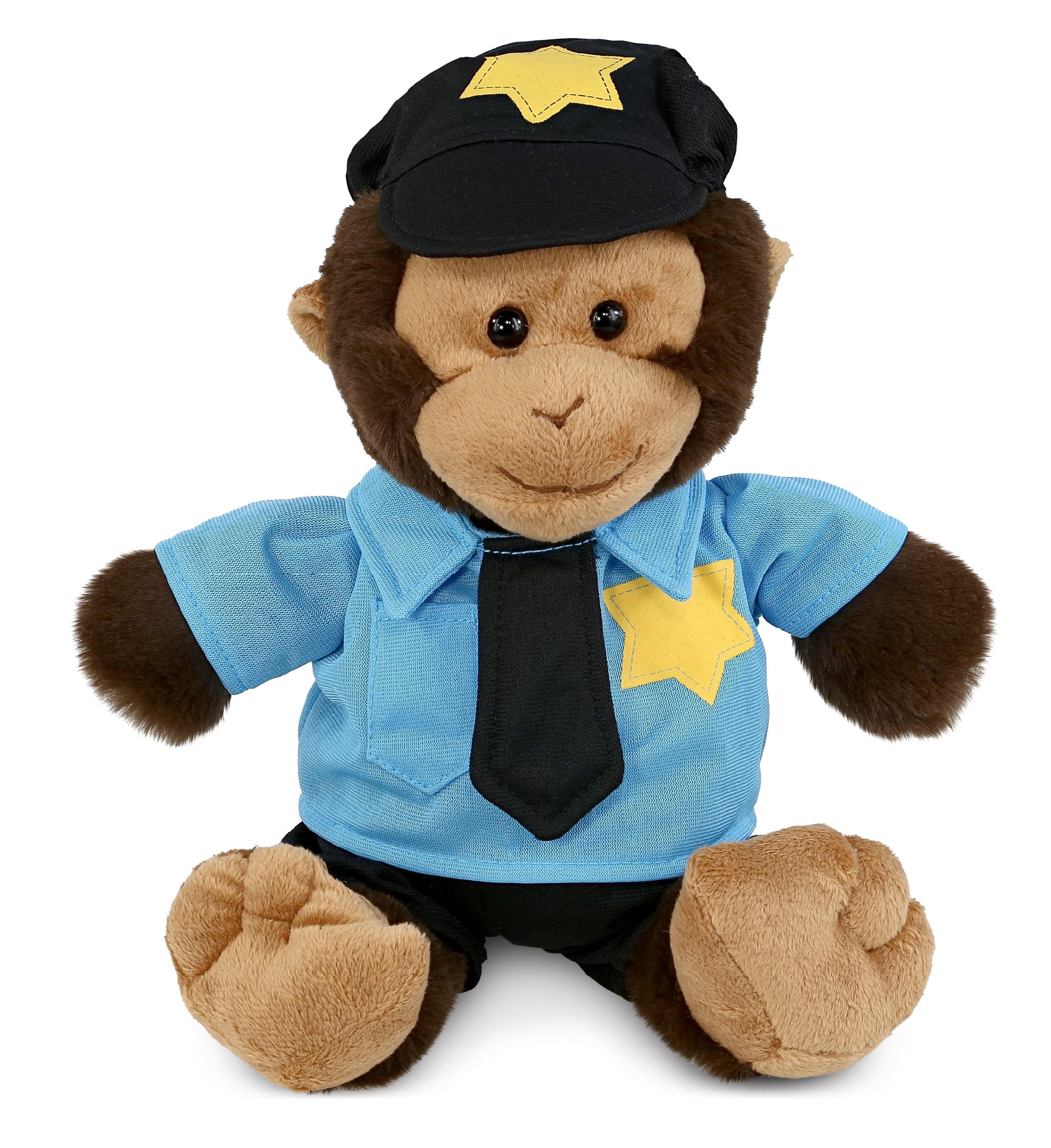 DolliBu Monkey Police Officer Plush Toy – Super Soft Monkey Cop Stuffed ...