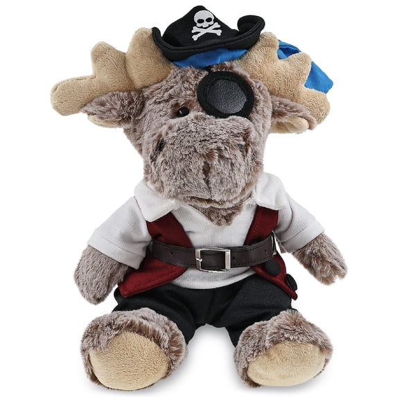 DolliBu Moose with Brown Hooded Sweater Stuffed Animal With Pirate ...