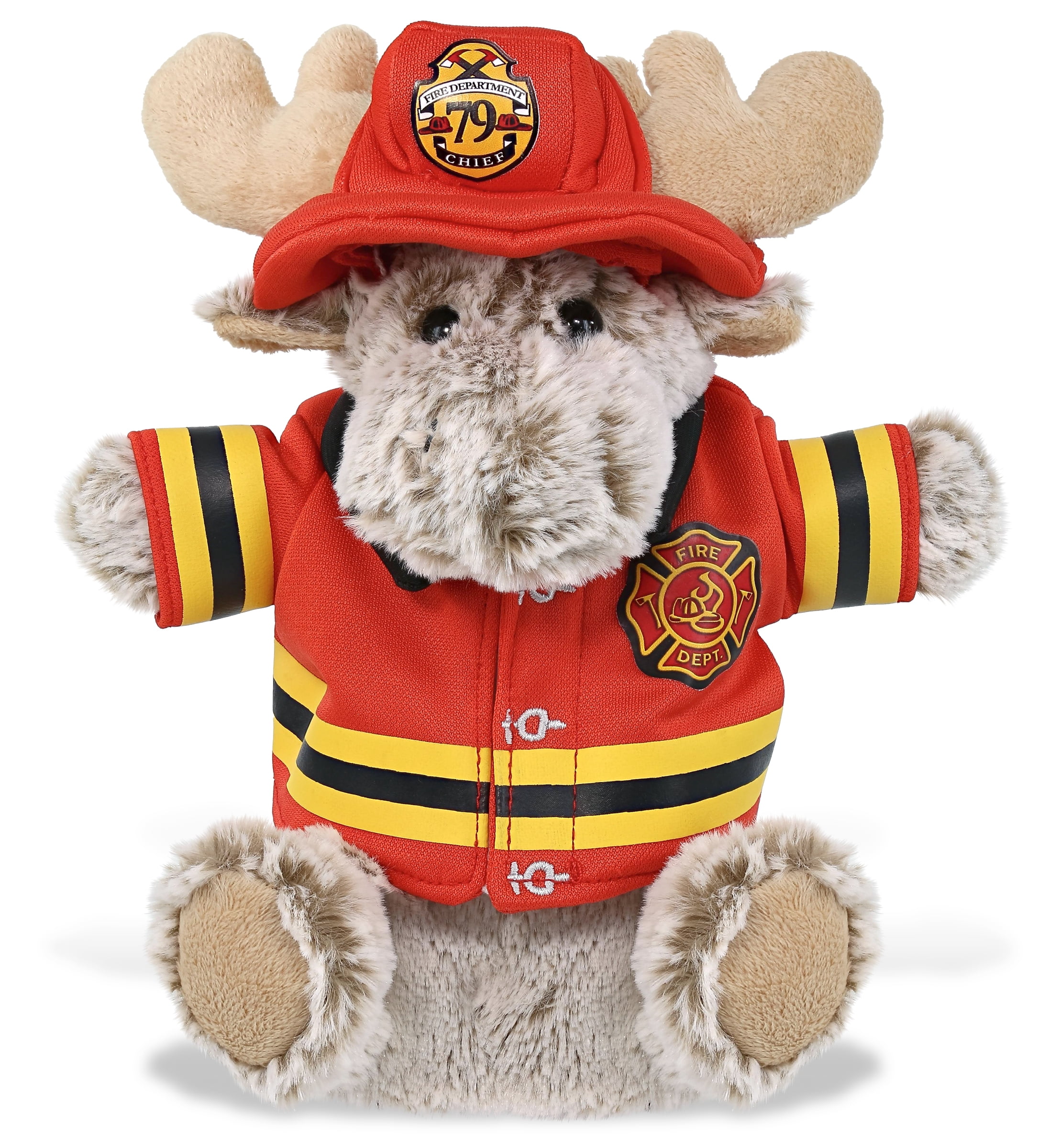DolliBu Moose Firefighter Stuffed Animal - Super Soft Moose Fireman Toy ...