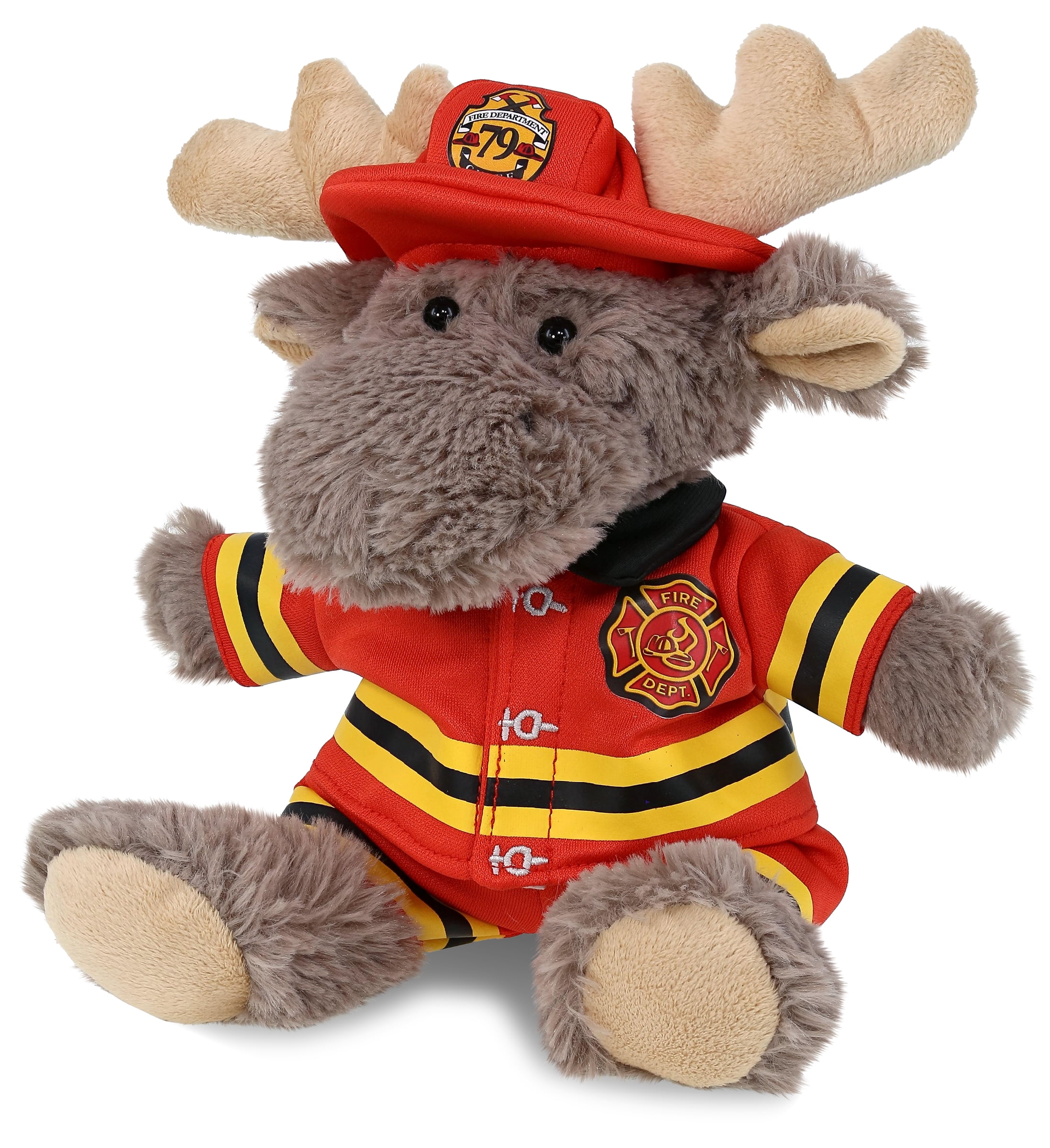 DolliBu Moose with Grey Hooded Sweater Firefighter Stuffed Animal ...
