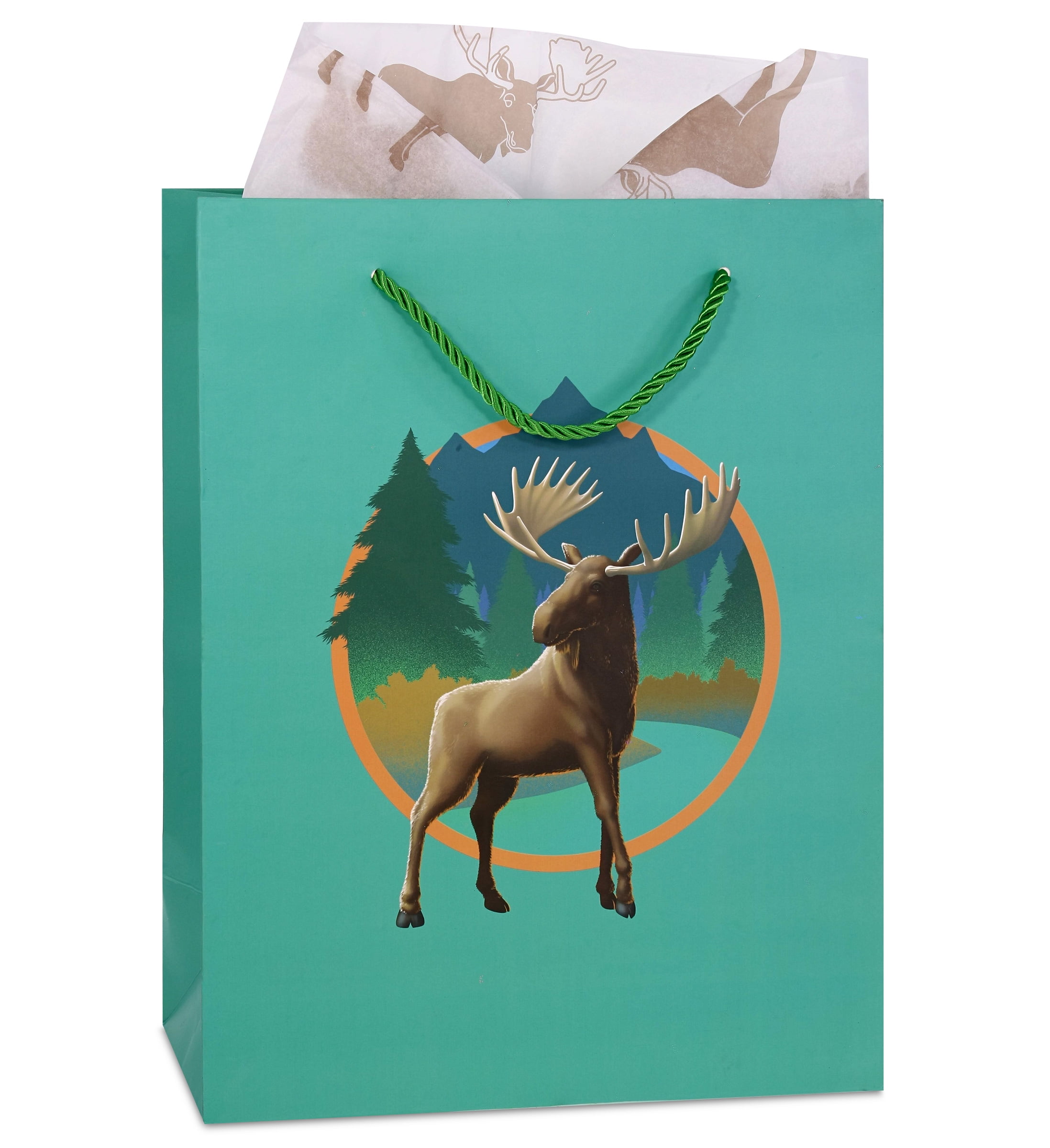 DolliBu Moose Large Gift Bags with Tissue Paper, 12 Pc Set - Moose Big ...