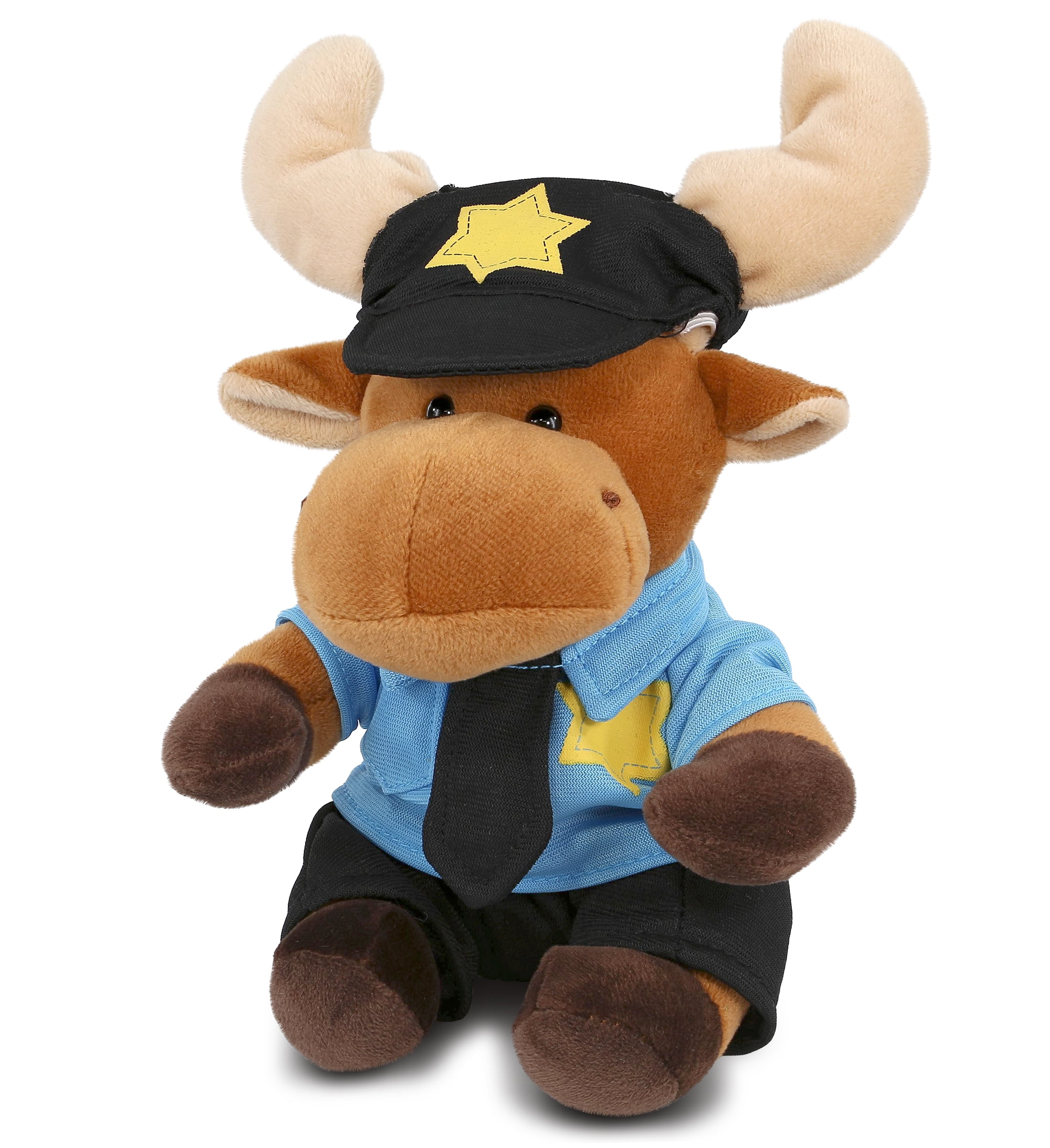 DolliBu Moose Police Officer Plush Toy - Super Soft Moose Cop Stuffed ...