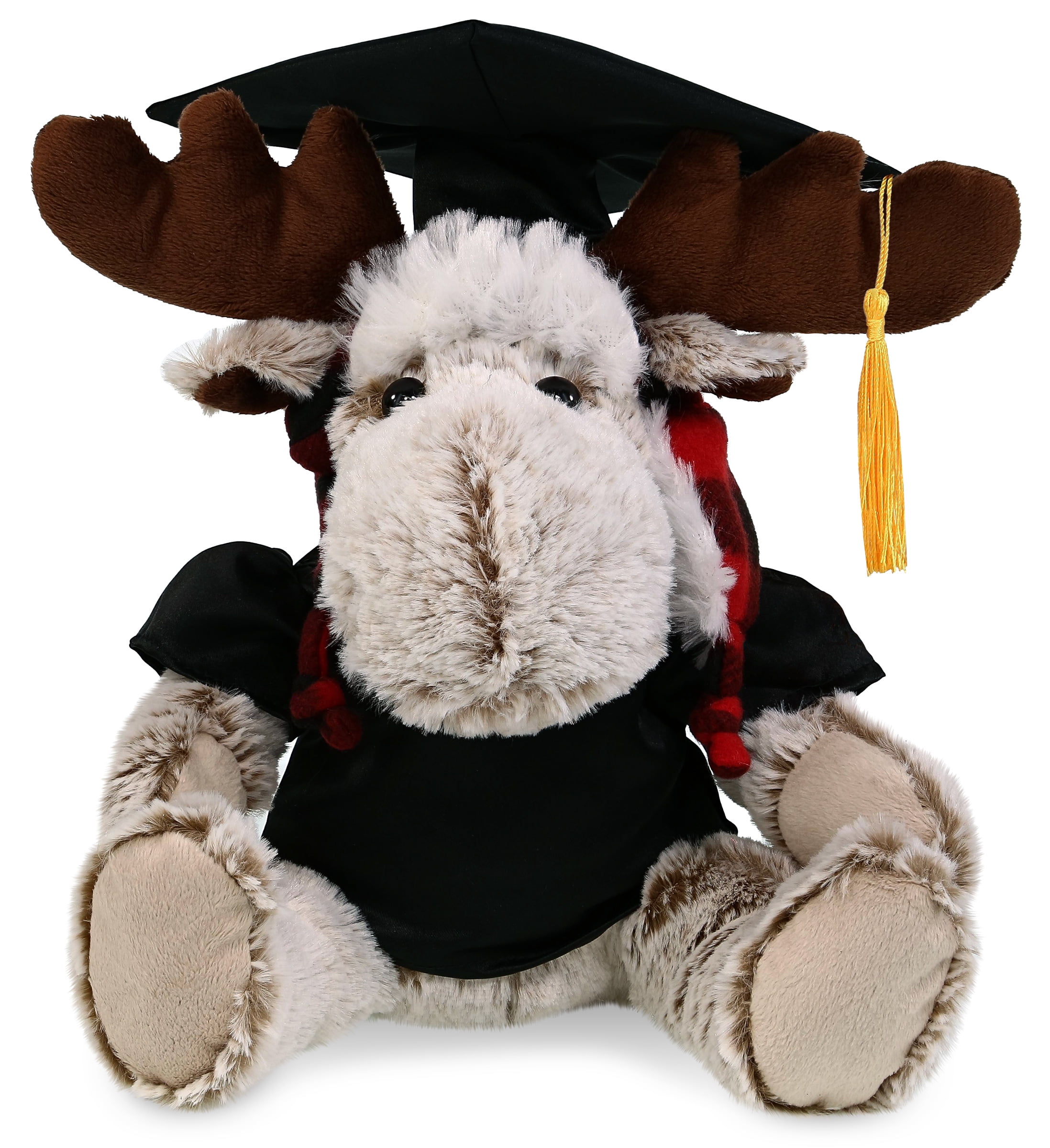 DolliBu Moose with Red Plaid Outfit Graduation Plush Toy - Moose Plush ...