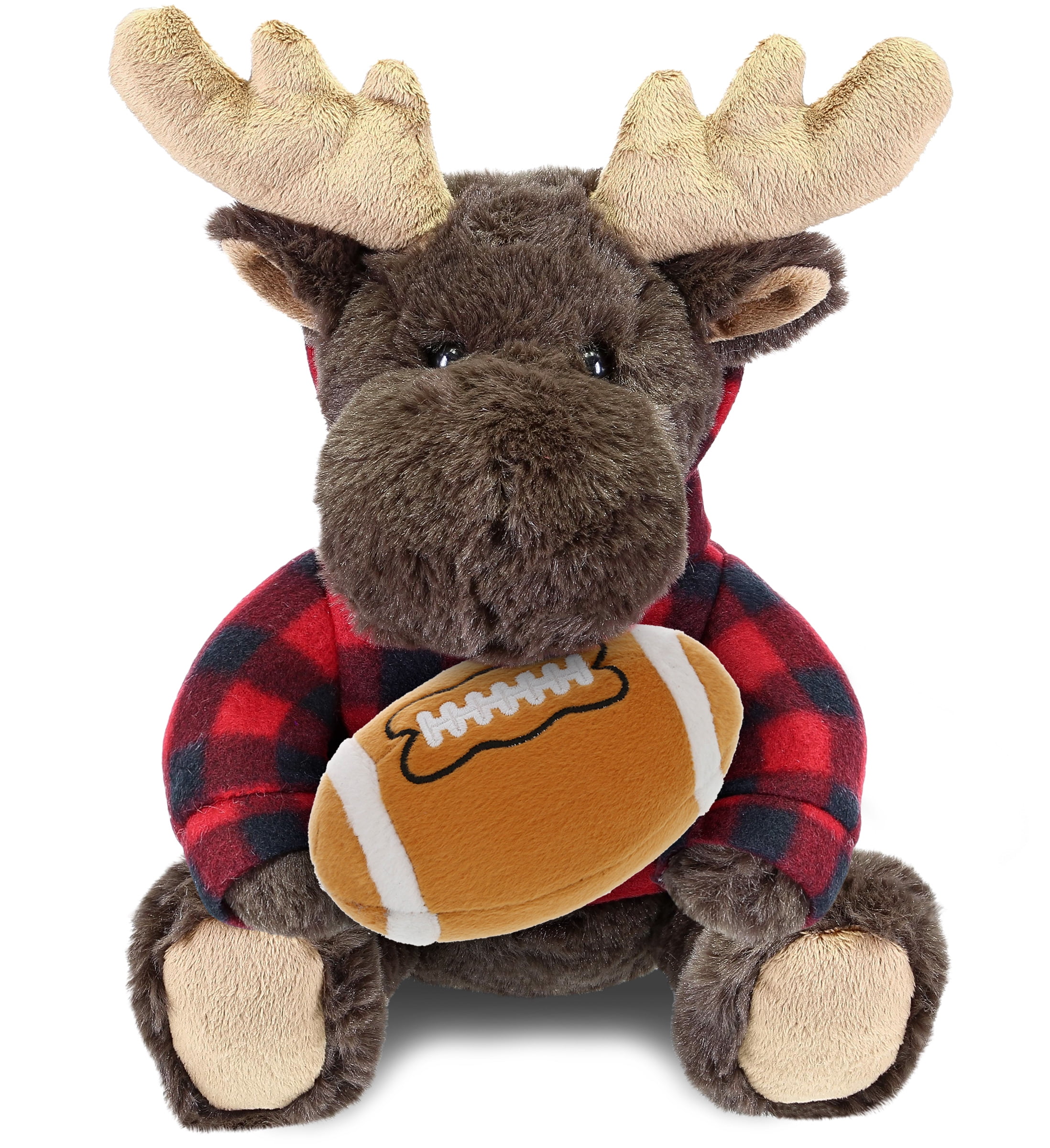 DolliBu Moose Stuffed Animal with Football Plush – Super Soft Huggable ...