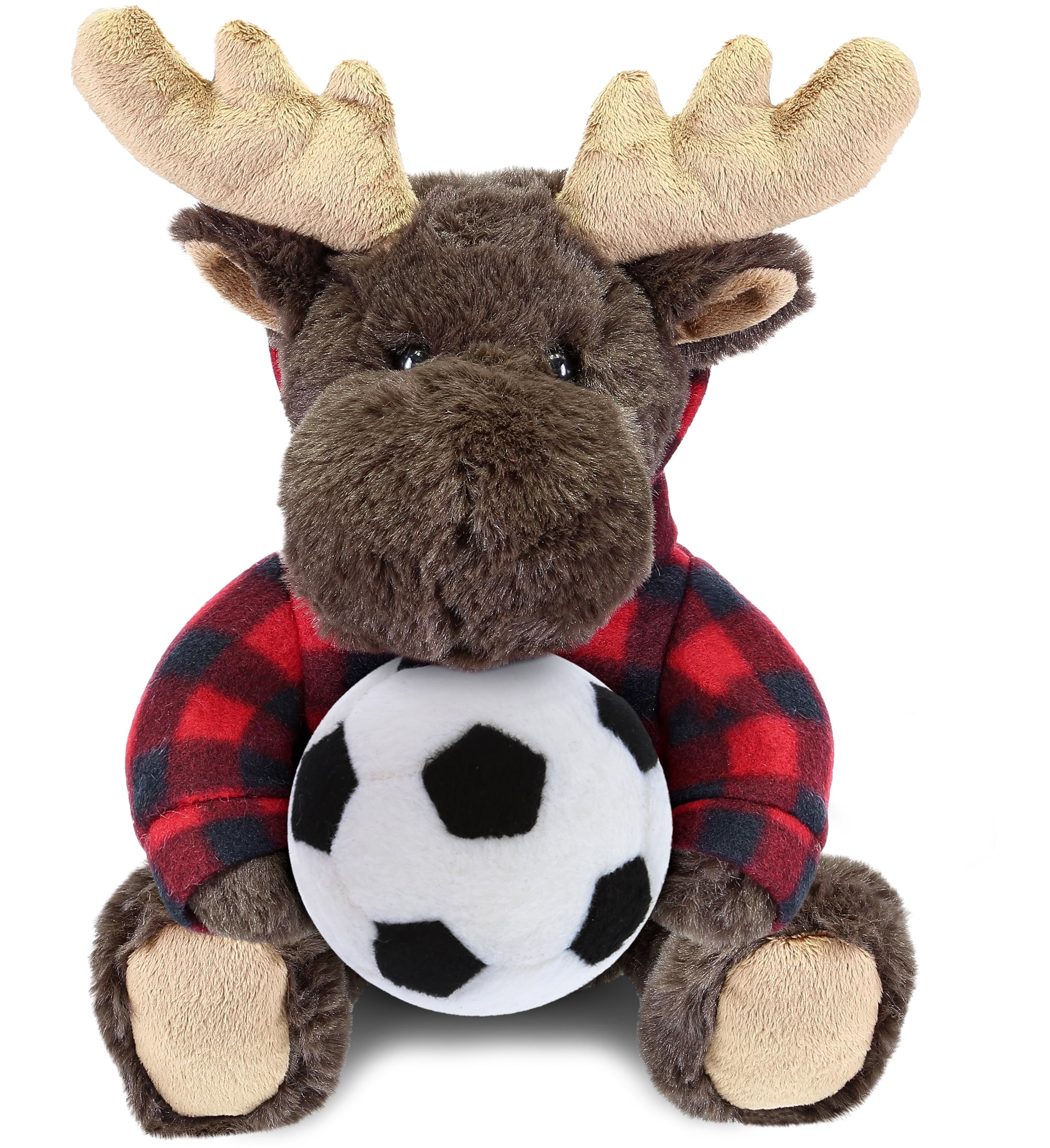 DolliBu Moose Stuffed Animal with Soccer Plush - Soft Huggable Moose ...