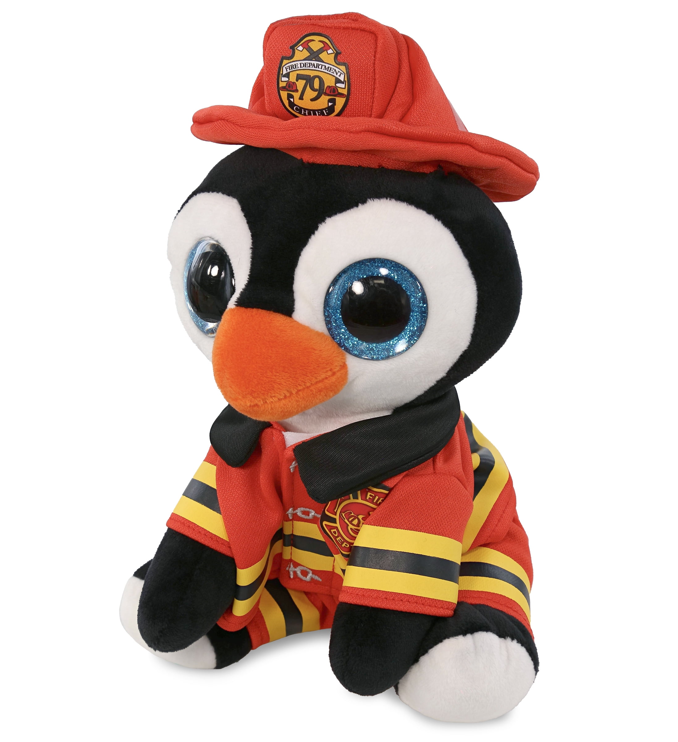DolliBu Penguin Firefighter Stuffed Animal - Big Blue Eyes Penguin ...