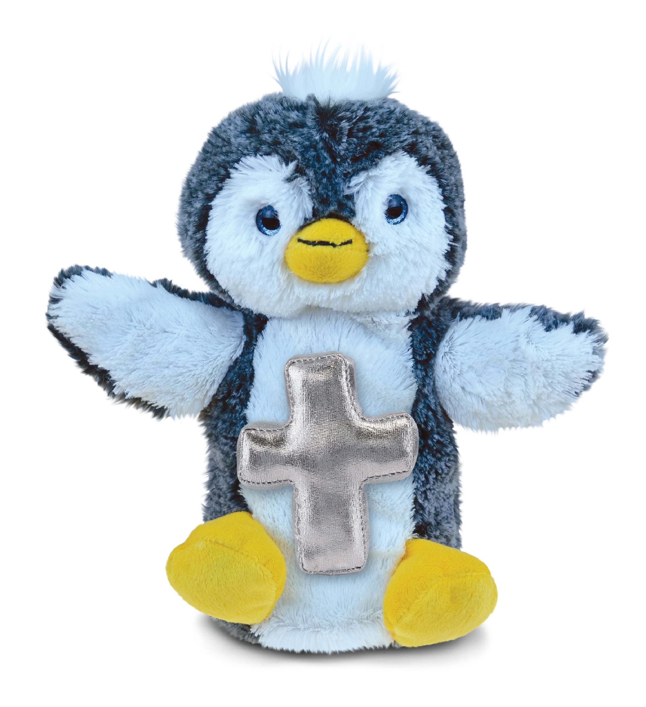 DolliBu Penguin Hand Puppet Stuffed Animal with Silver Cross Plush ...