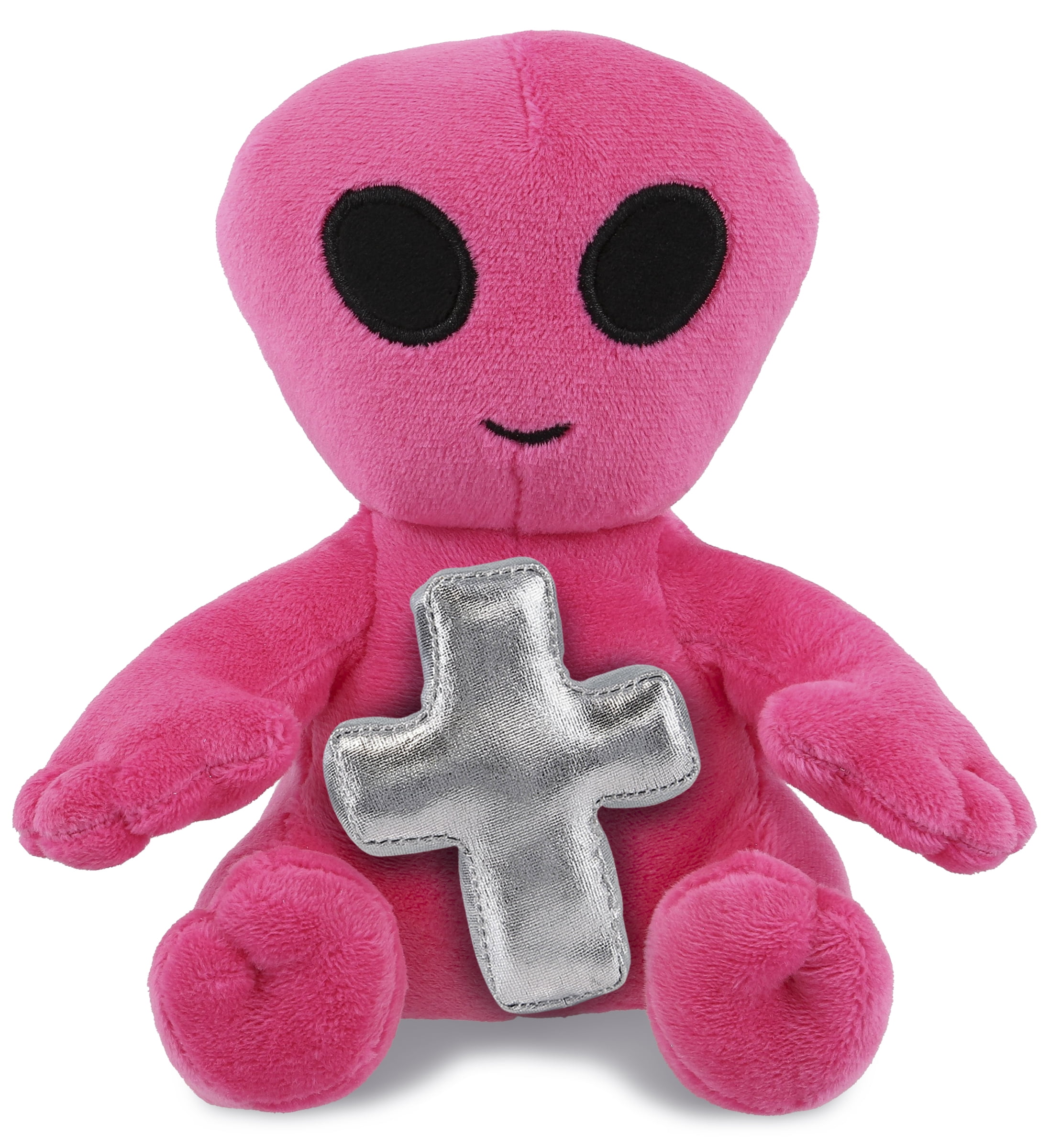DolliBu Pink Alien Stuffed Animal with Silver Cross Plush - Religious ...