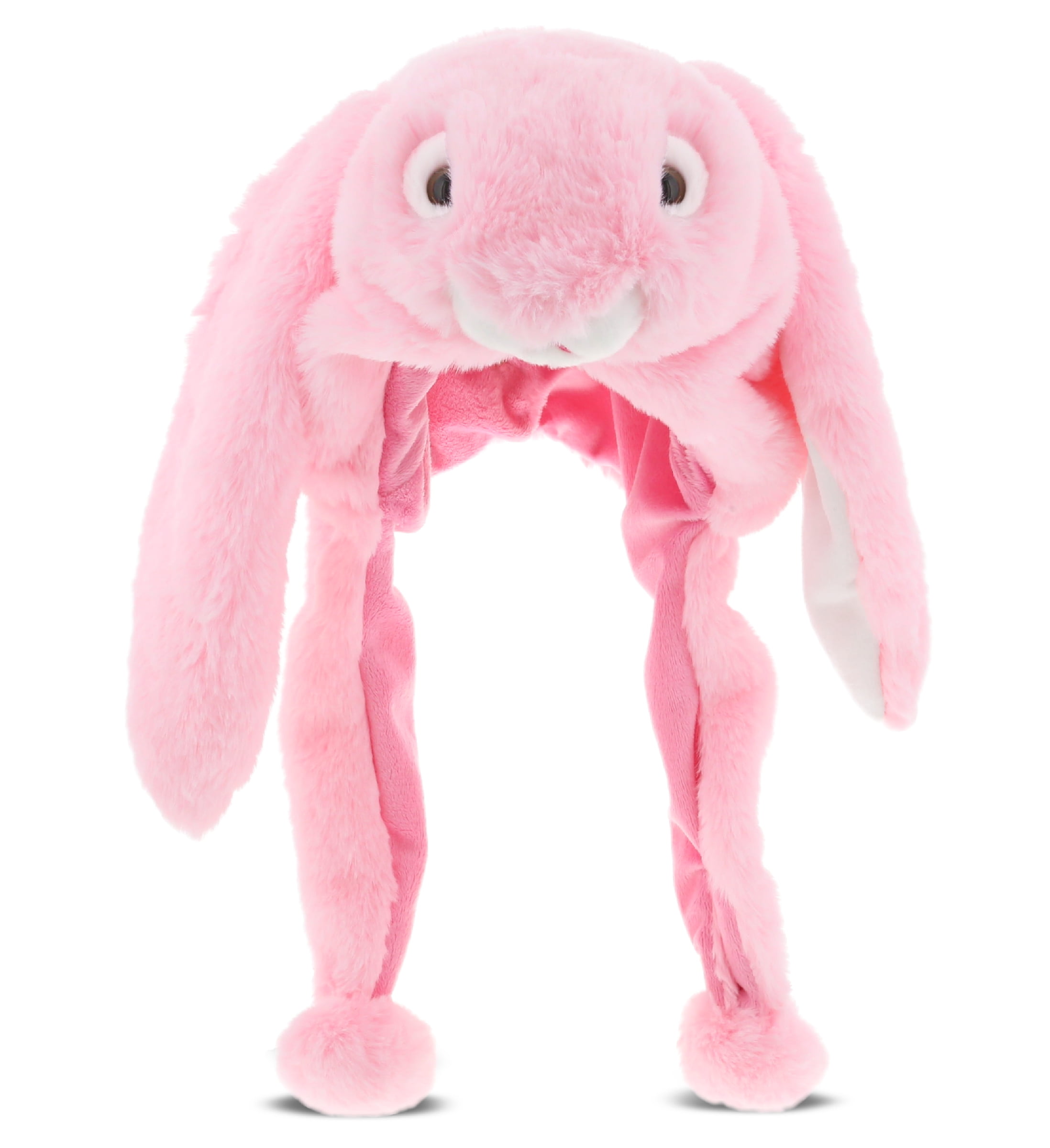 DolliBu Pink Bunny Plush hats - Super Soft Warm Hat with Ear Flaps ...
