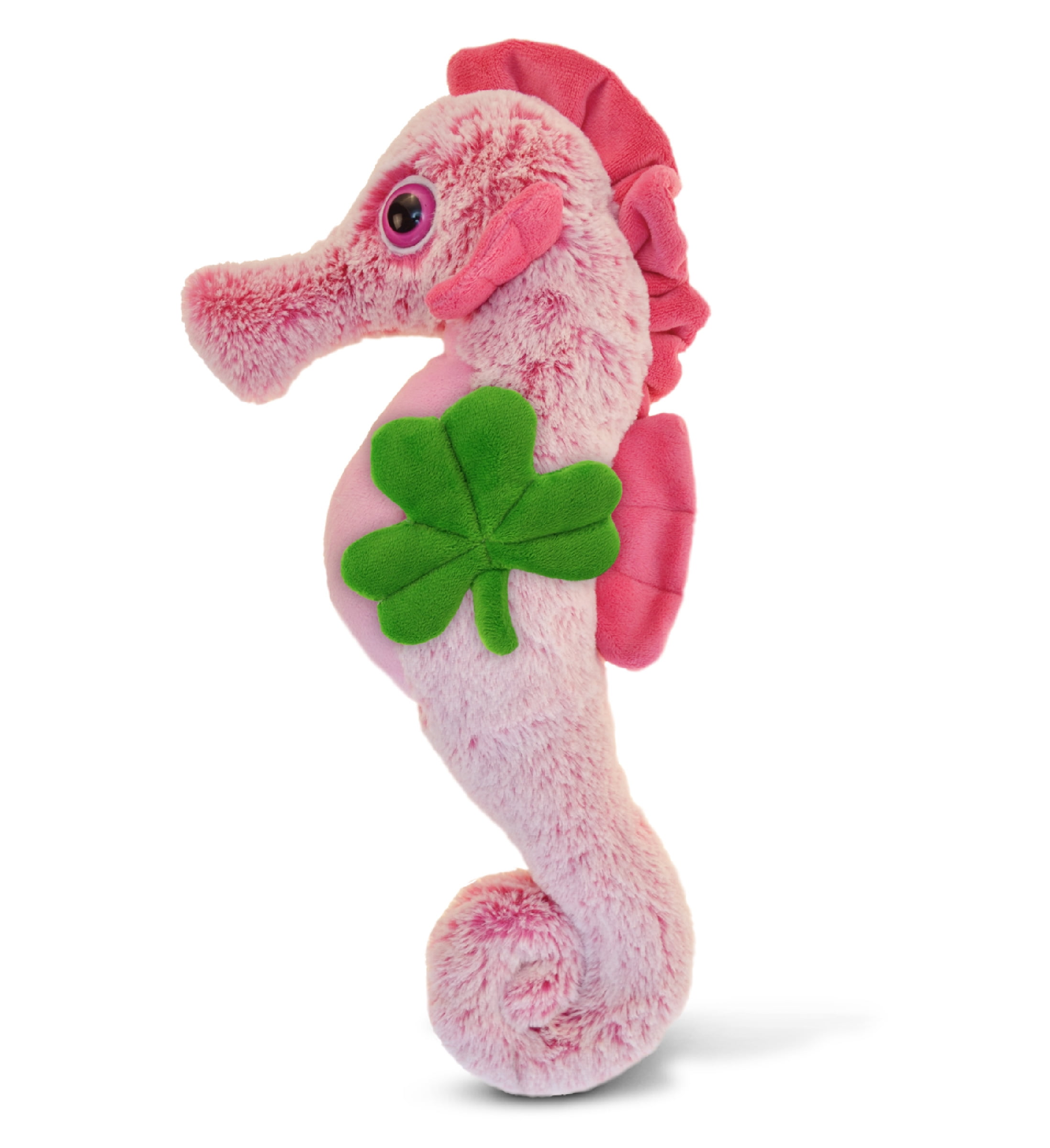 DolliBu Pink Seahorse Stuffed Animal with Green Plush Shamrock - Cute ...