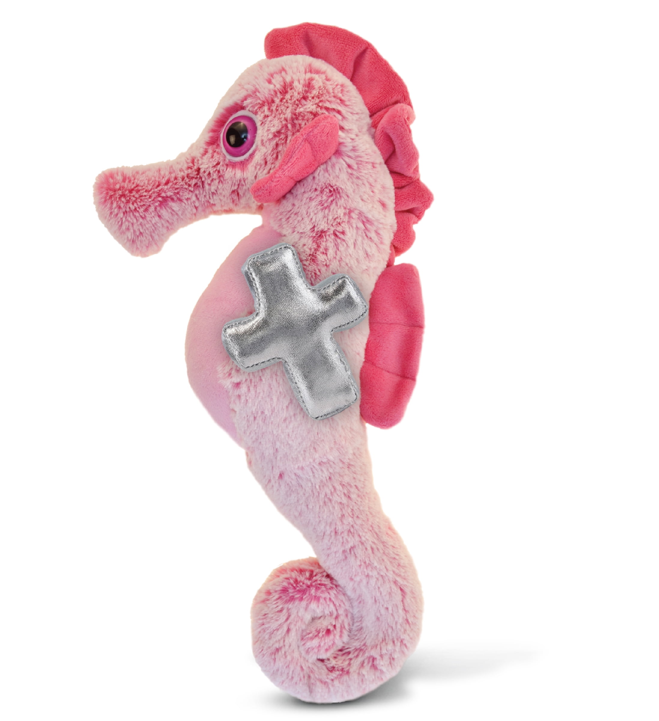 DolliBu Pink Seahorse Stuffed Animal with Silver Cross Plush ...