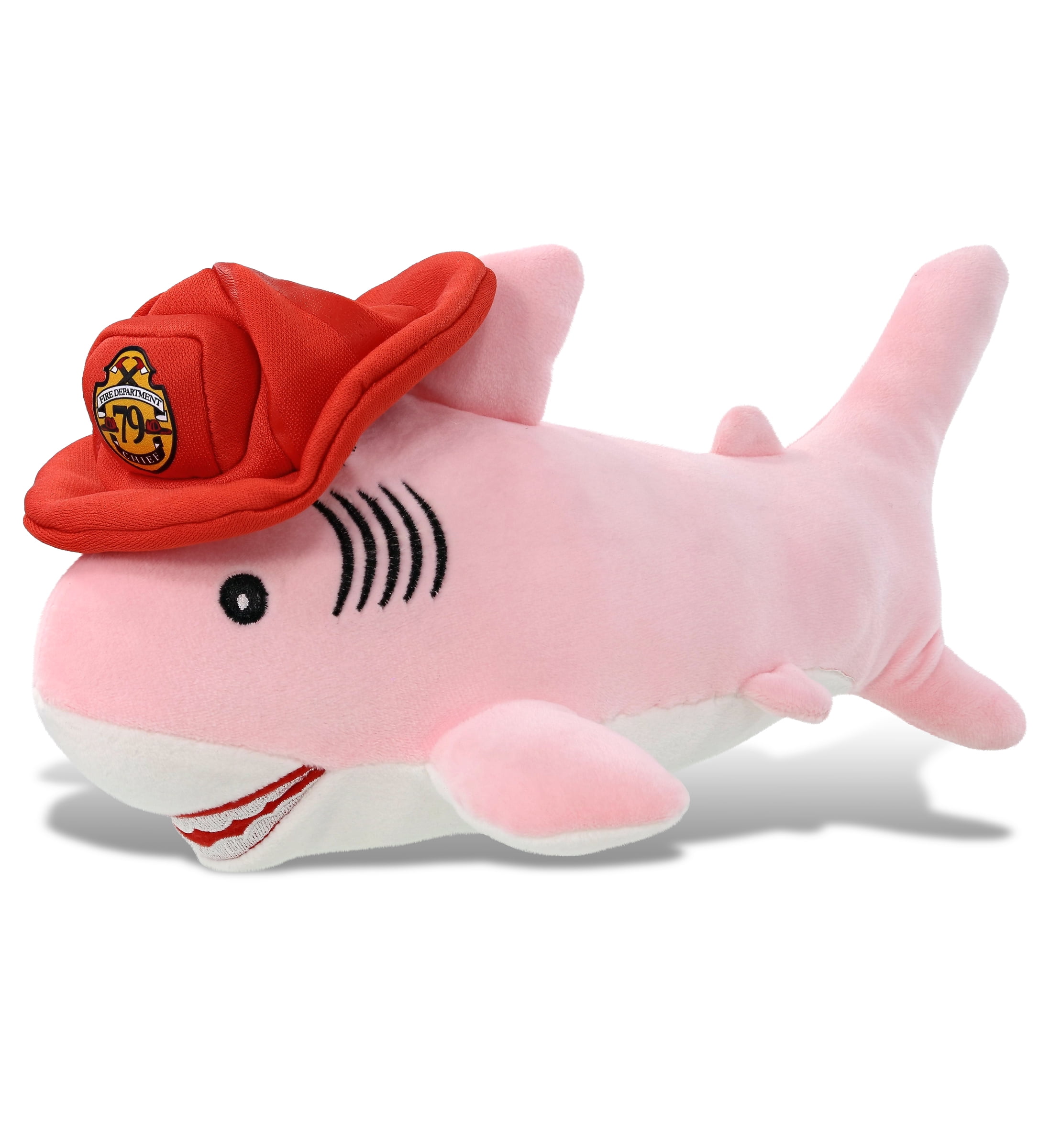 DolliBu Pink Shark Firefighter Stuffed Animal - Baby Soft Shark Fireman ...