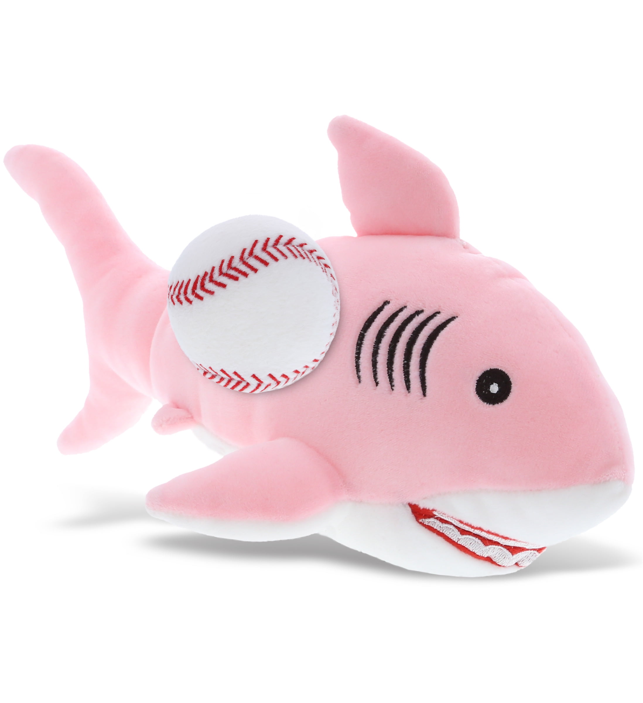 DolliBu Pink Shark Stuffed Animal with Baseball Plush – Soft Huggable ...