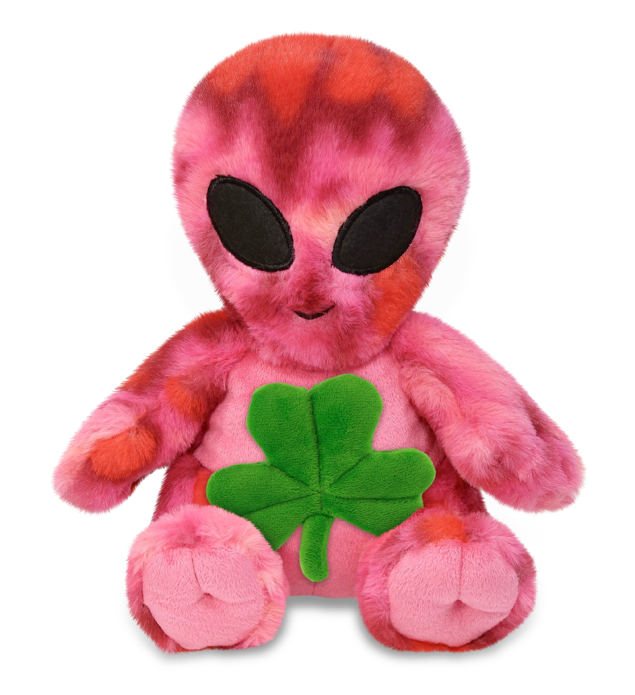 DolliBu Pink Tie-Dye Alien Stuffed Doll with Green Plush Shamrock, Cute ...