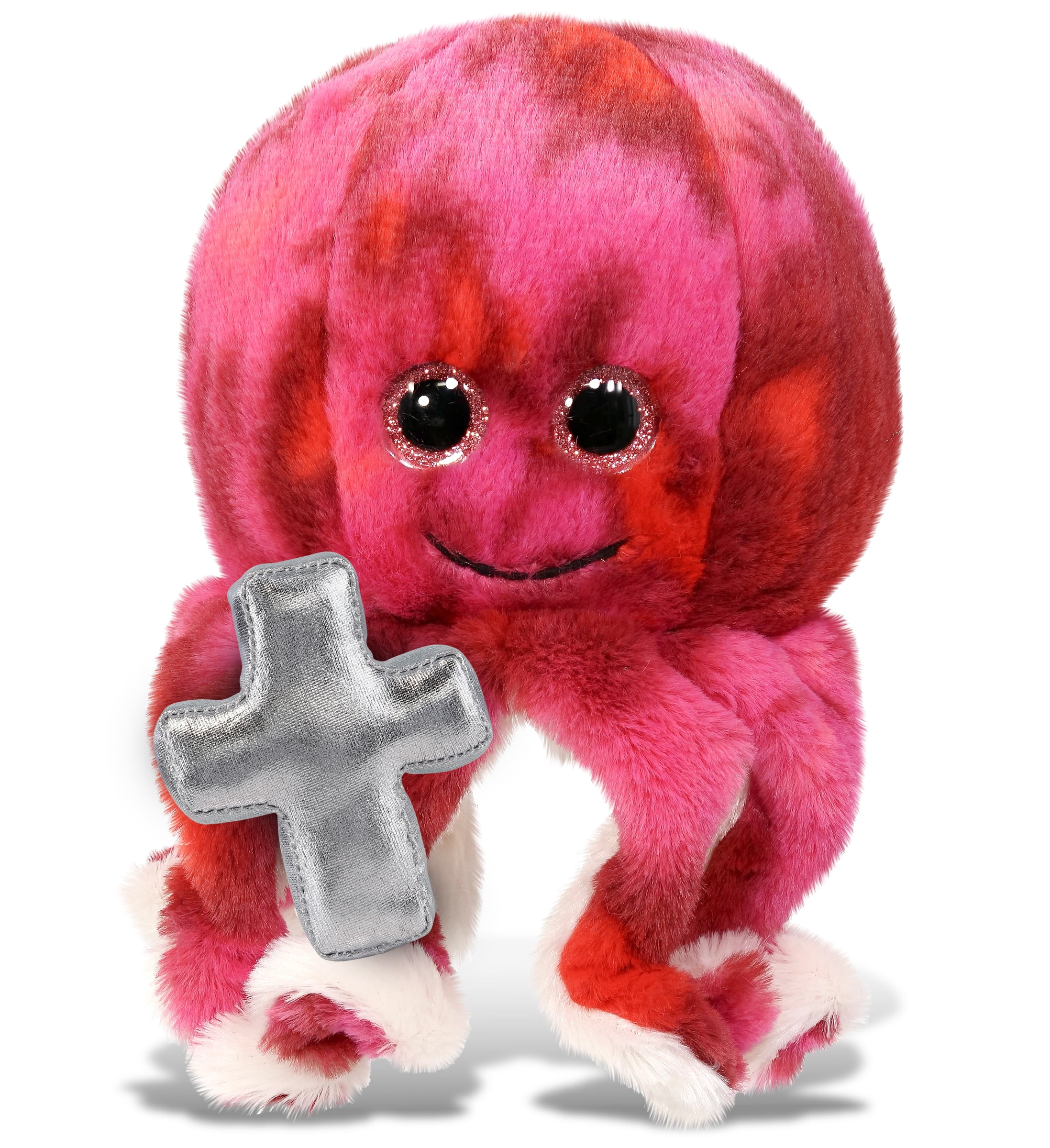 DolliBu Pink Tie-Dye Octopus Stuffed Animal with Silver Cross Plush ...