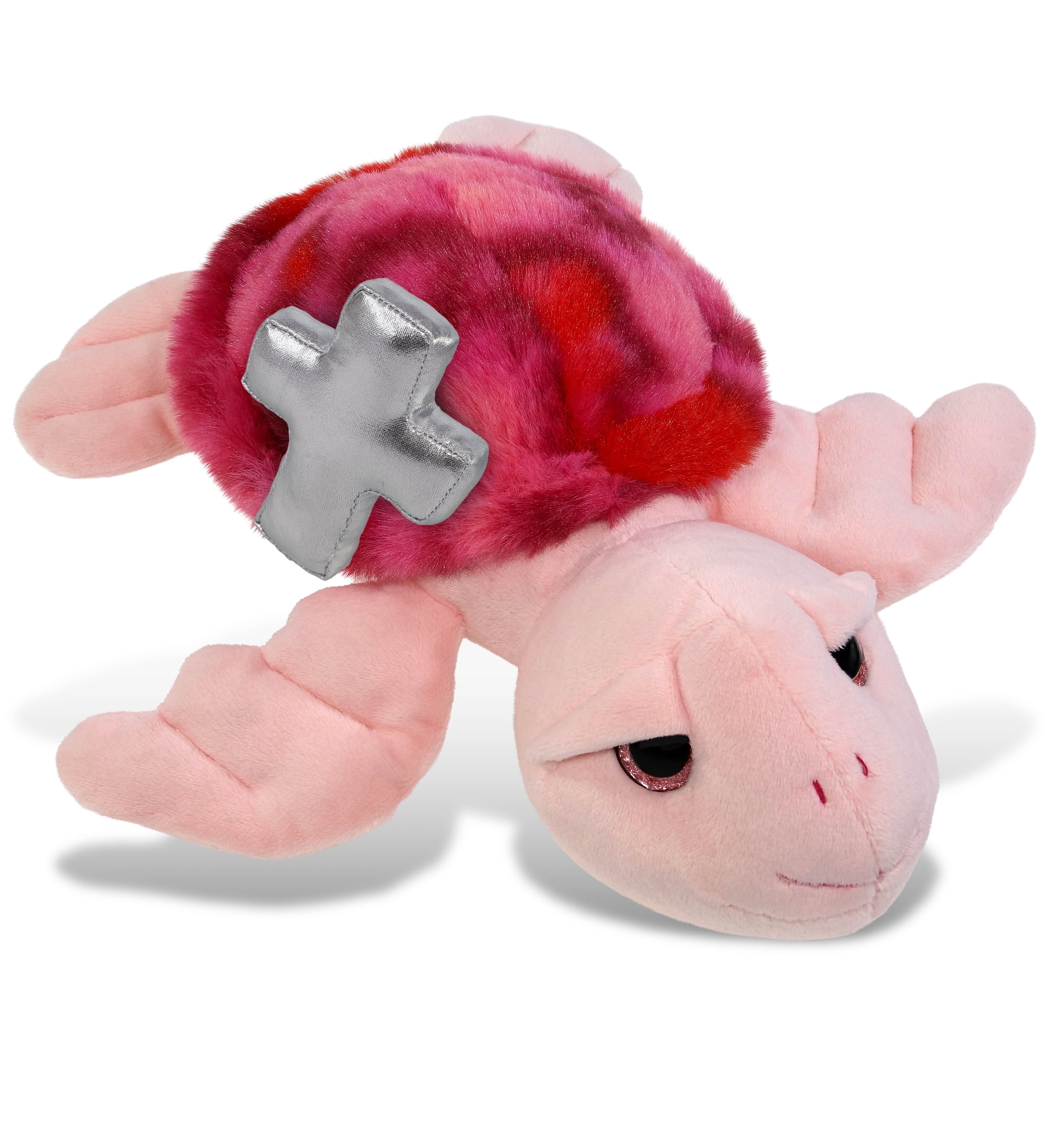 DolliBu Pink Tie-Dye Sea Turtle Stuffed Animal with Silver Cross Plush ...