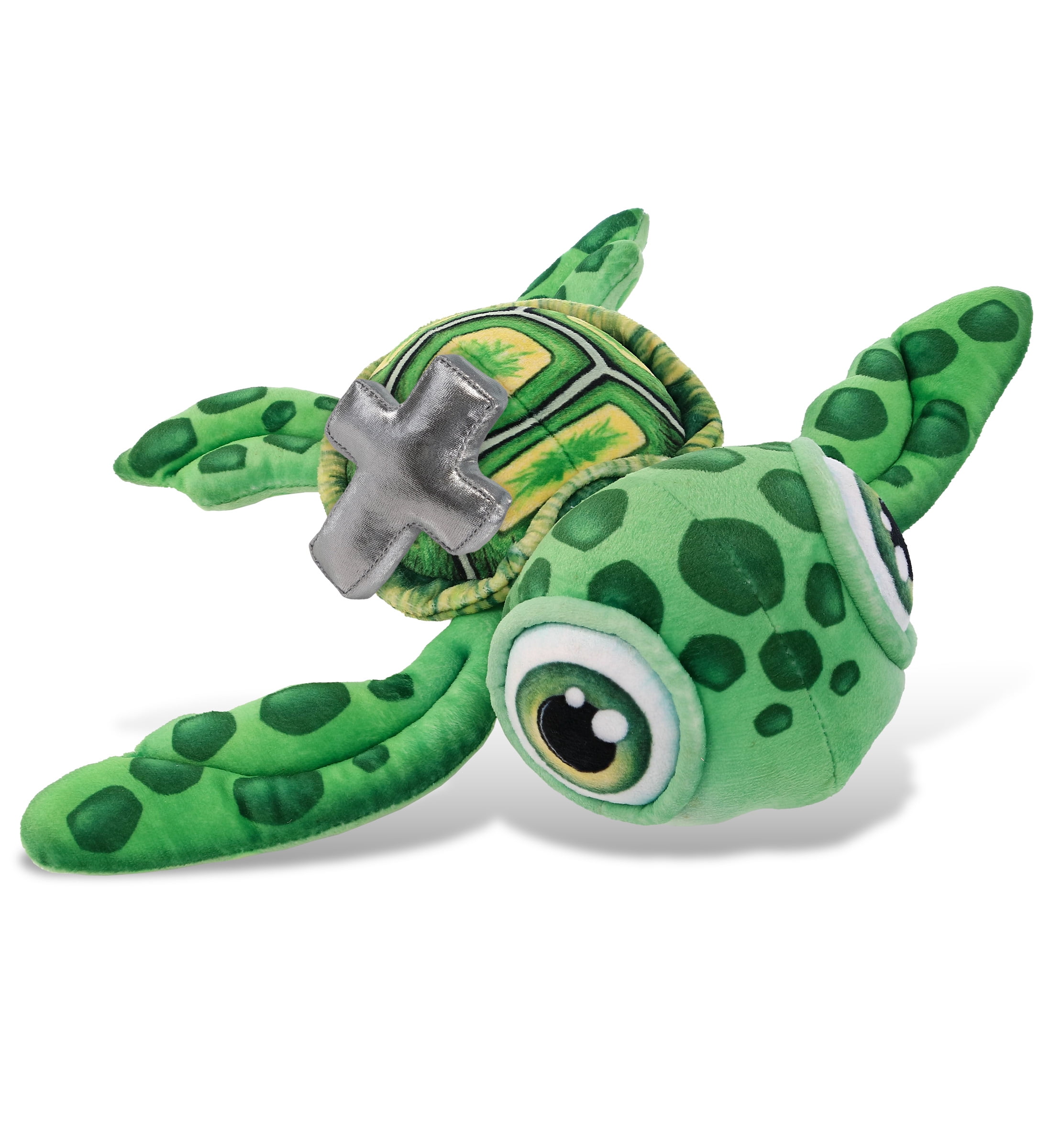 DolliBu Plush Buddies Green Sea Turtle Stuffed Animal with Silver Cross ...