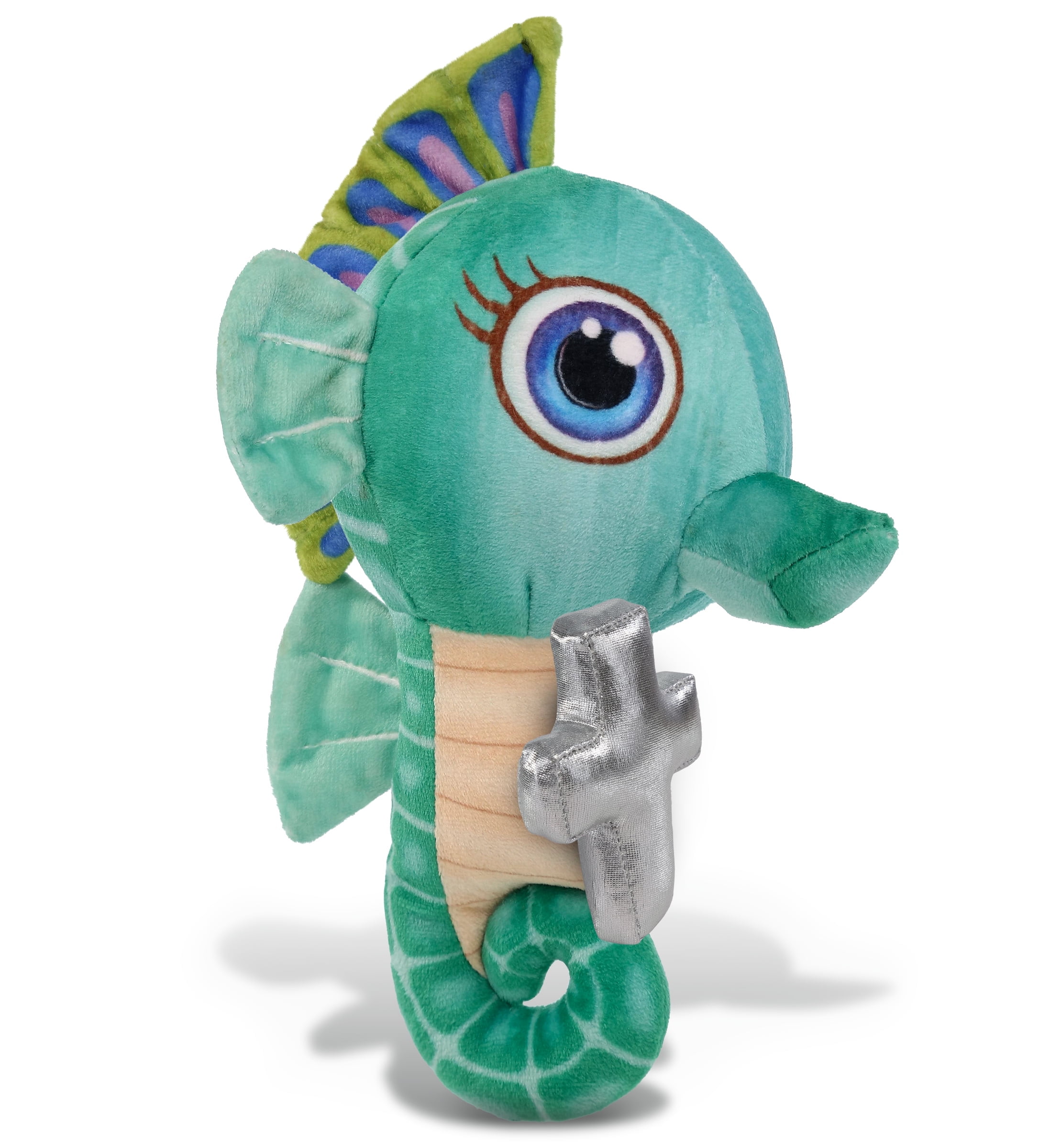 DolliBu Plush Buddies Green Seahorse Stuffed Animal with Silver Cross ...