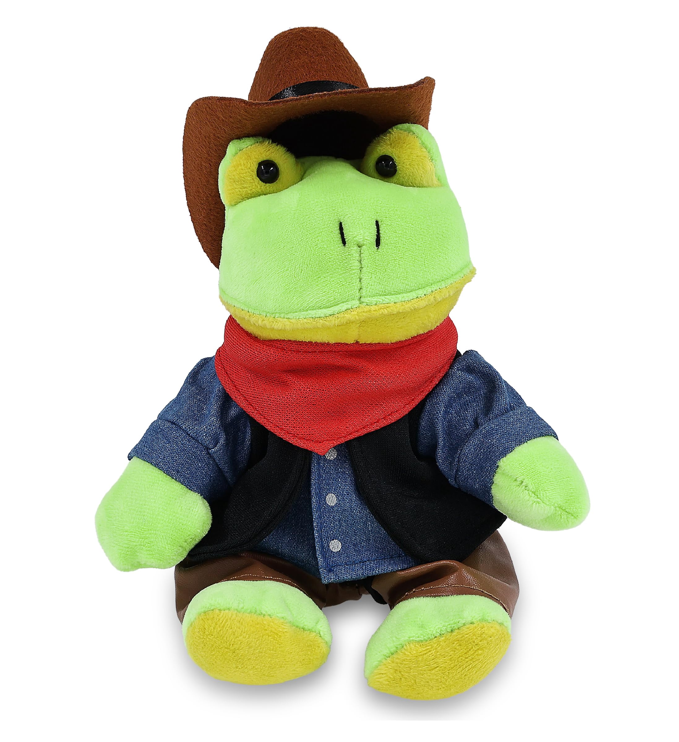 DolliBu Plush Frog Stuffed Animal Cowboy Plush - Western-Themed Frog ...