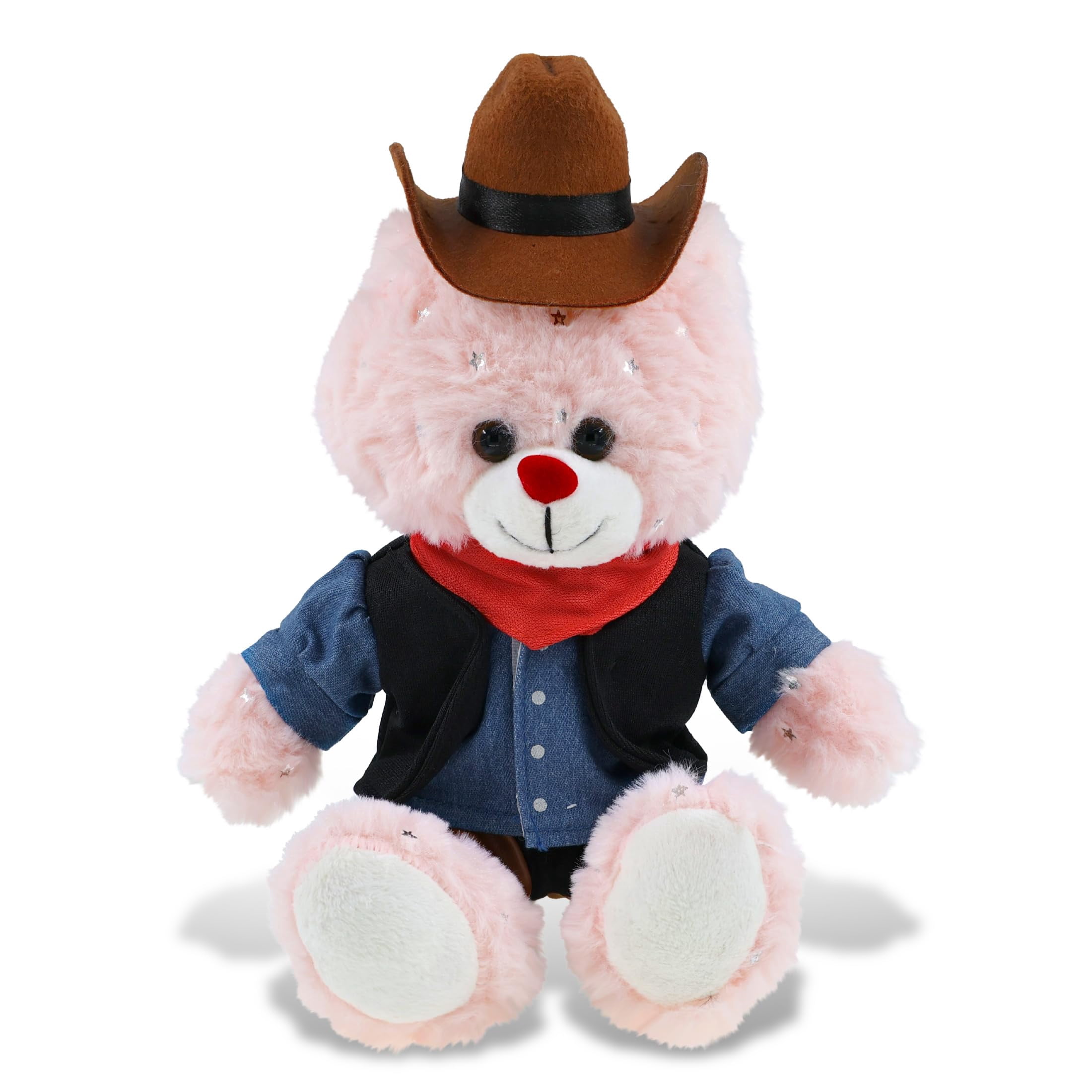 DolliBu Plush Rose Gold Bunny Stuffed Animal with Cowboy Costume ...