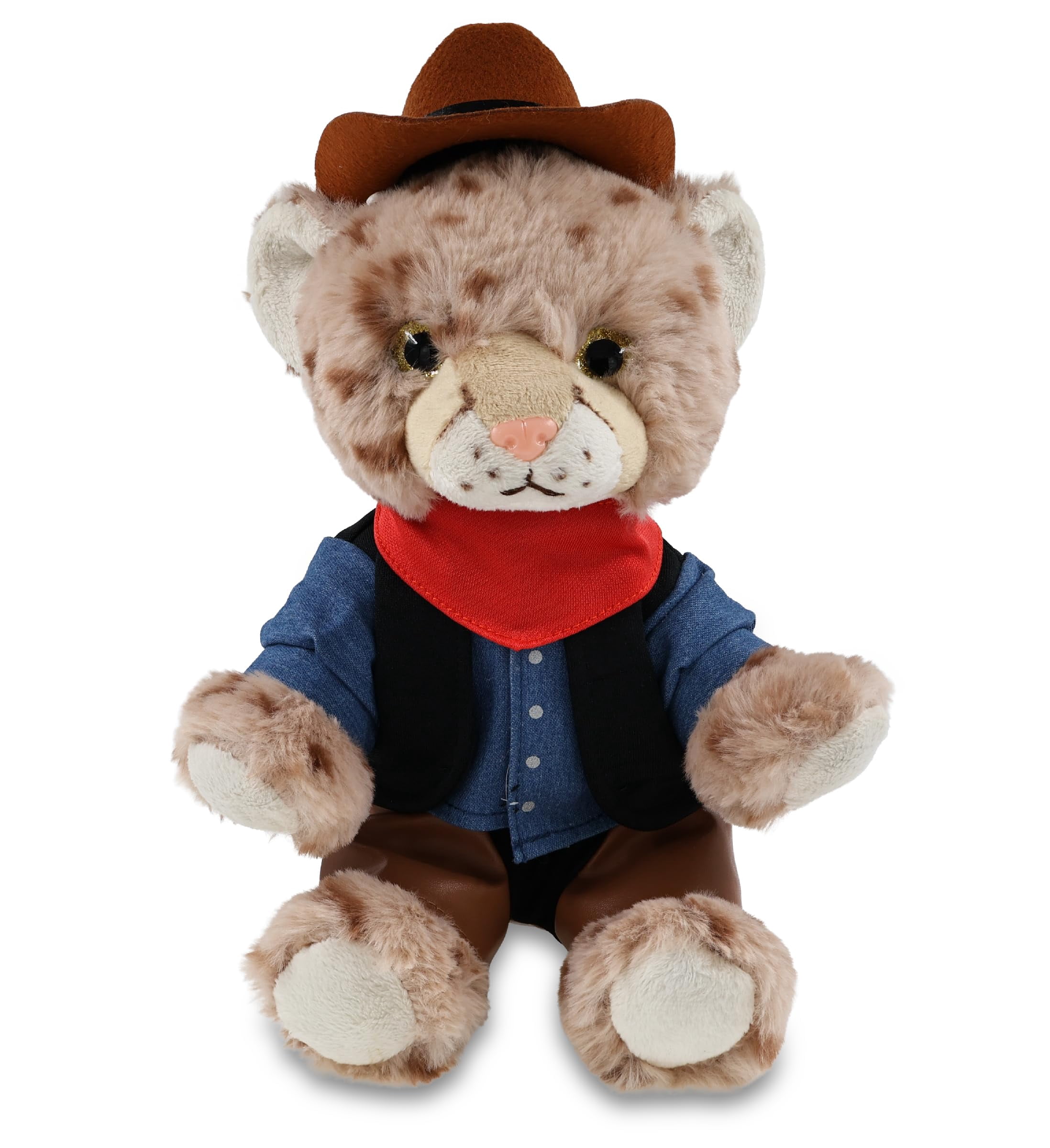DolliBu Plush Squat Cheetah Stuffed Animal with Cowboy Costume ...