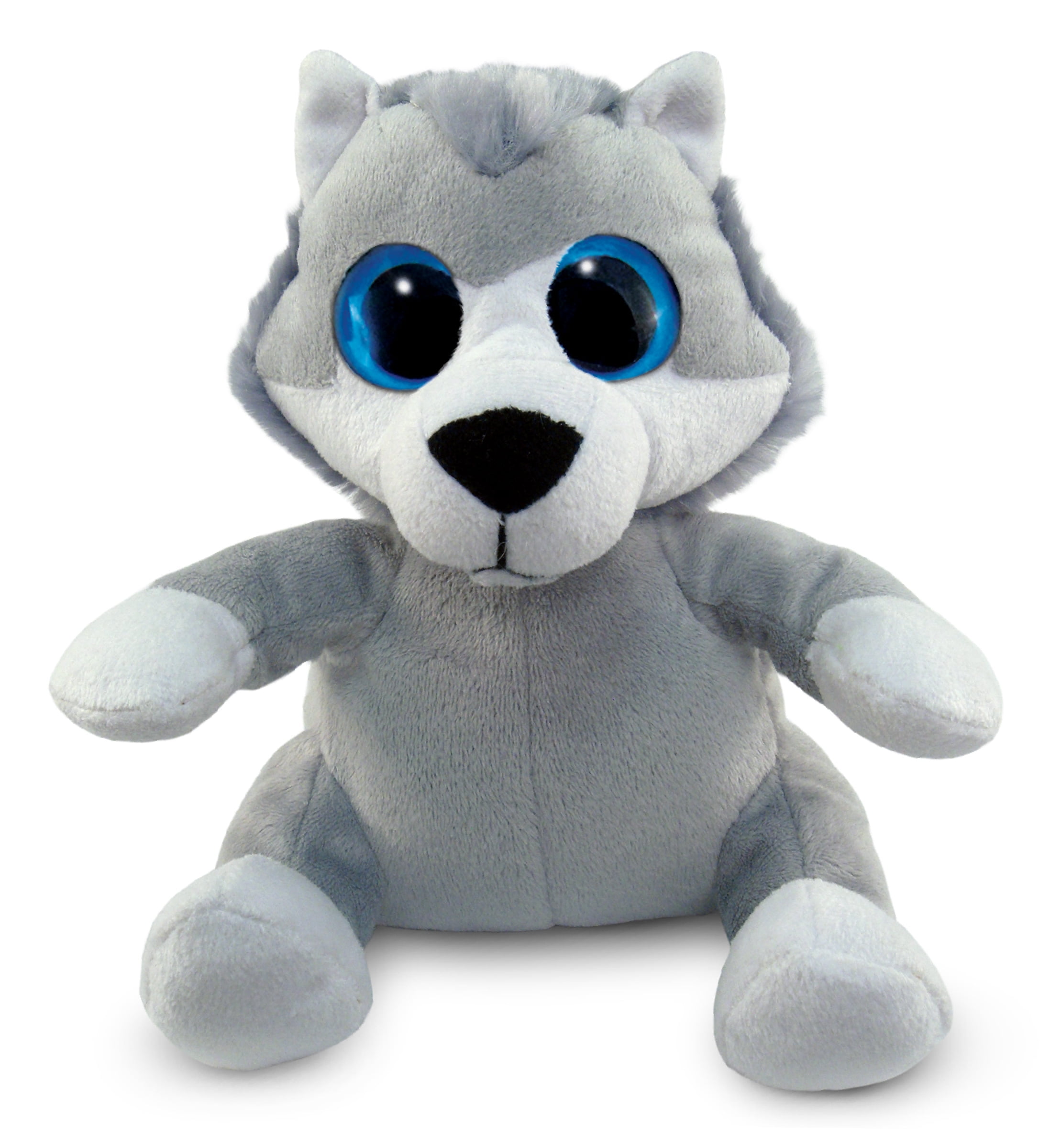 DolliBu Plush Wolf Stuffed Animal - Soft Huggable Big Eyes Sitting Gray ...