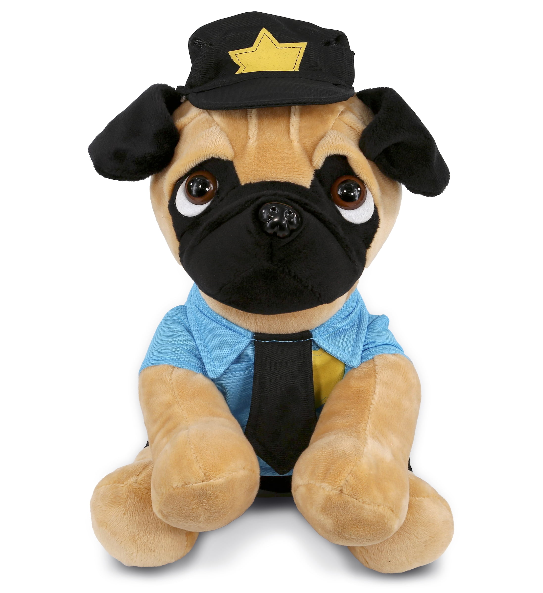 DolliBu Pug Dog Police Officer Plush Toy - Super Soft Dog Cop Stuffed ...