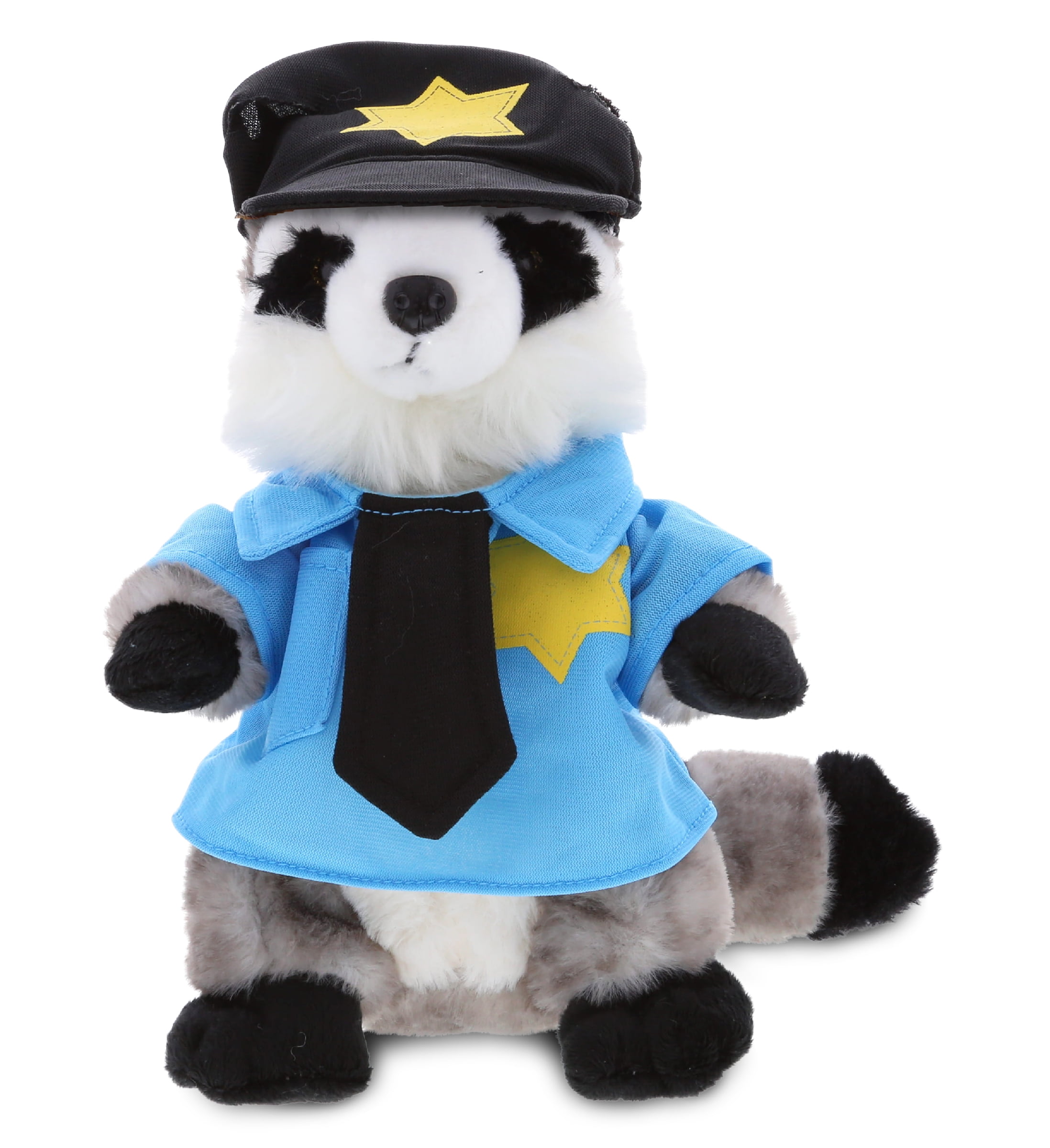 DolliBu Raccoon Police Officer Plush Toy - Super Soft Gray Raccoon Cop ...